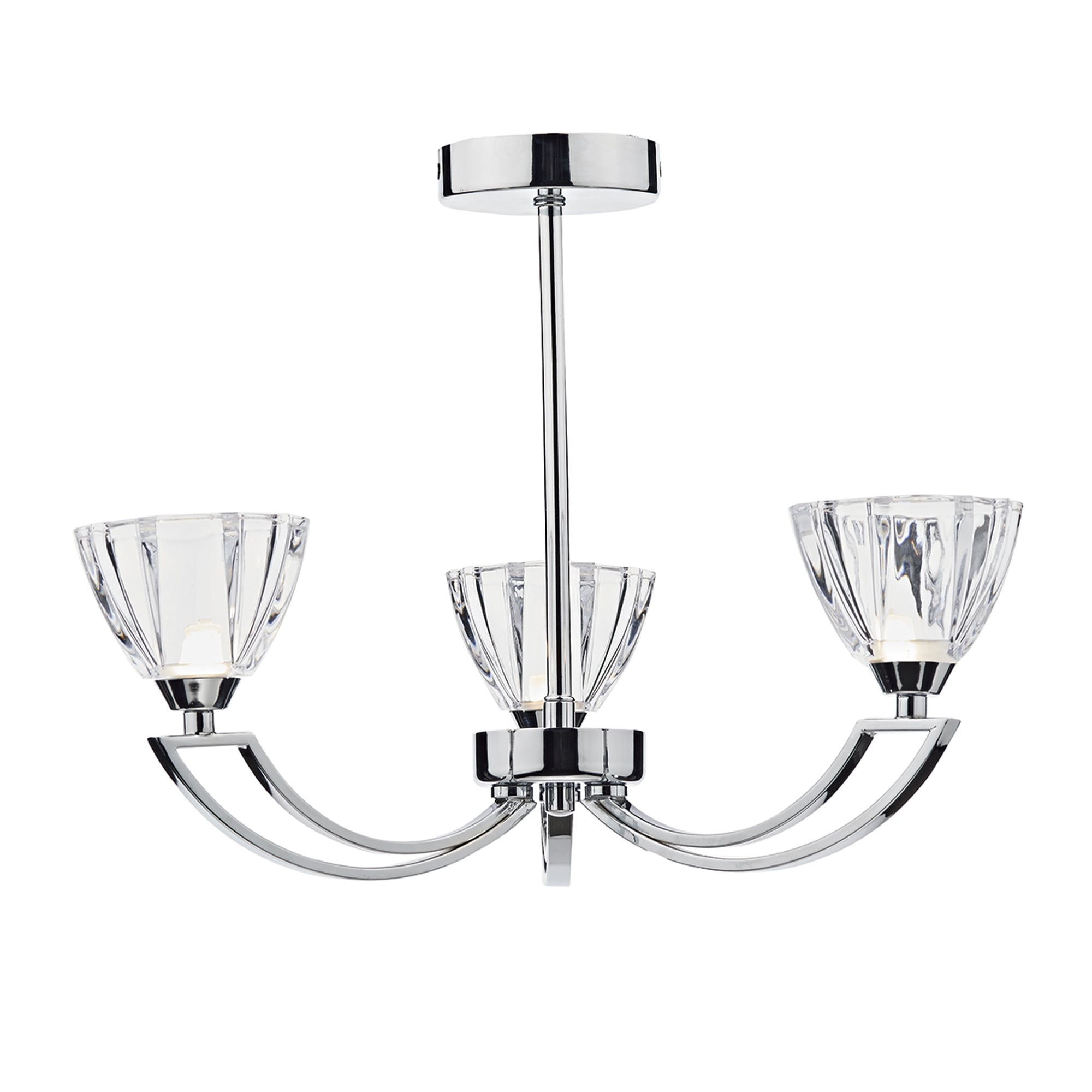 Dar Lighting Vito Triple Light Semi Flush Fitting in Polished Chrome ...