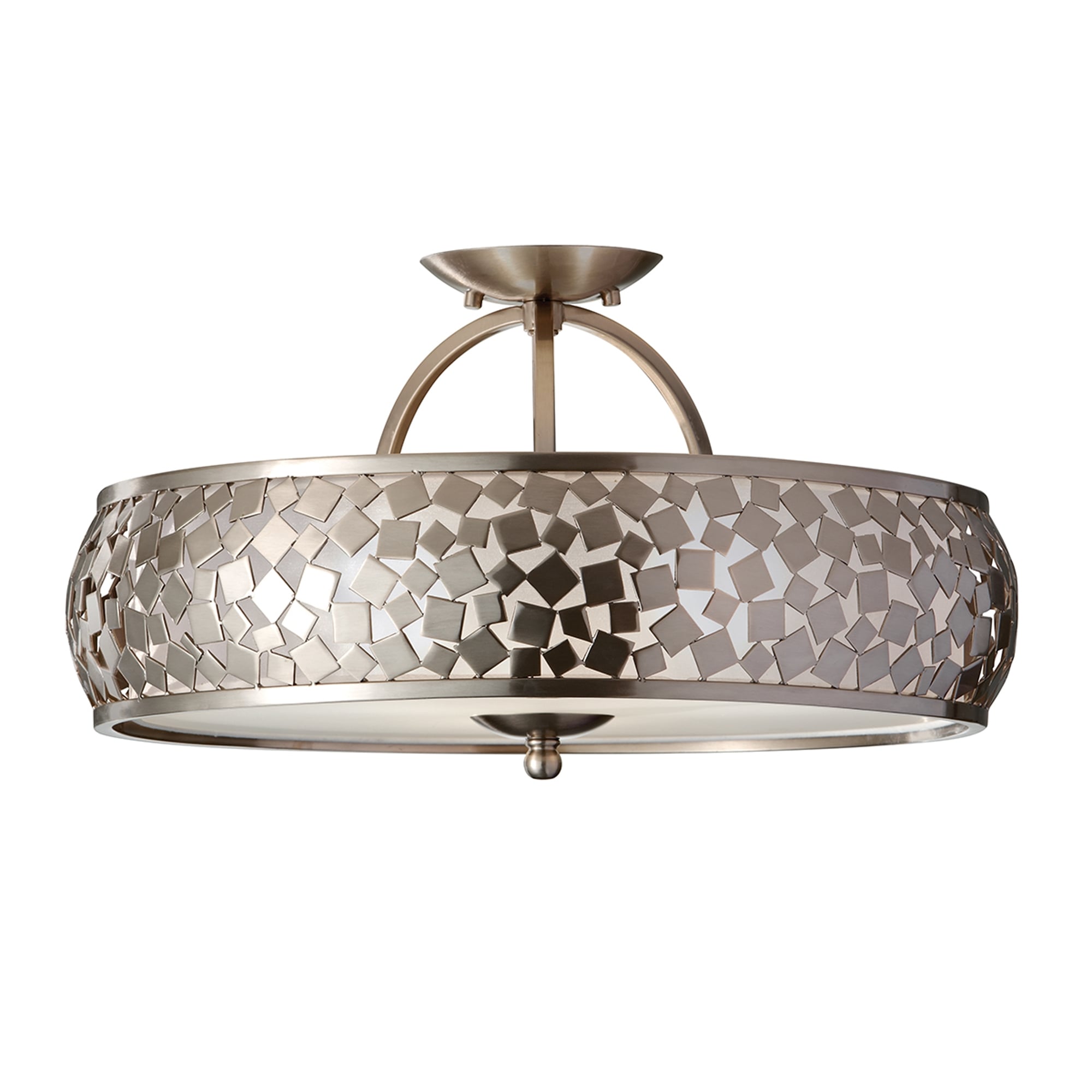 Feiss Zara Semi Flush Ceiling Light in Brushed Steel | Dusk Lights ...
