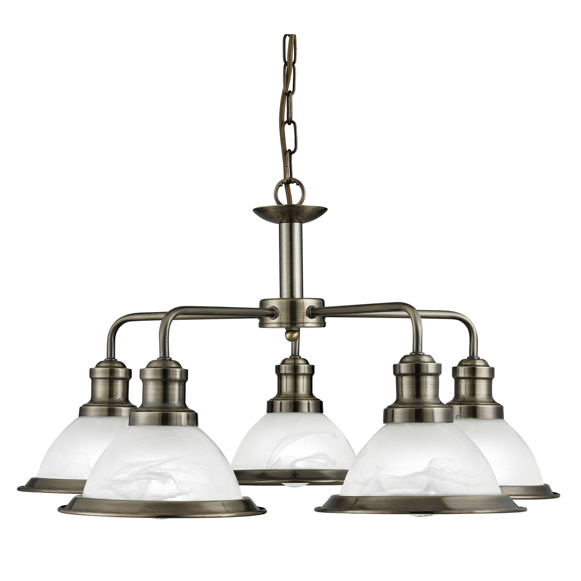 Searchlight Bistro Antique Brass 5 Light Ceiling Fitting with Acid ...