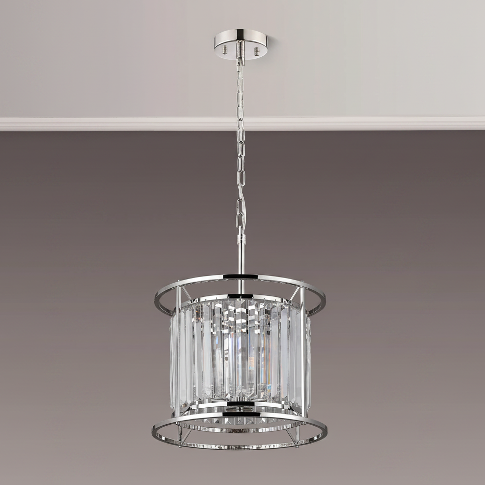 Torrington IP44 360mm Pendant in Polished Nickel with Clear Crystals ...