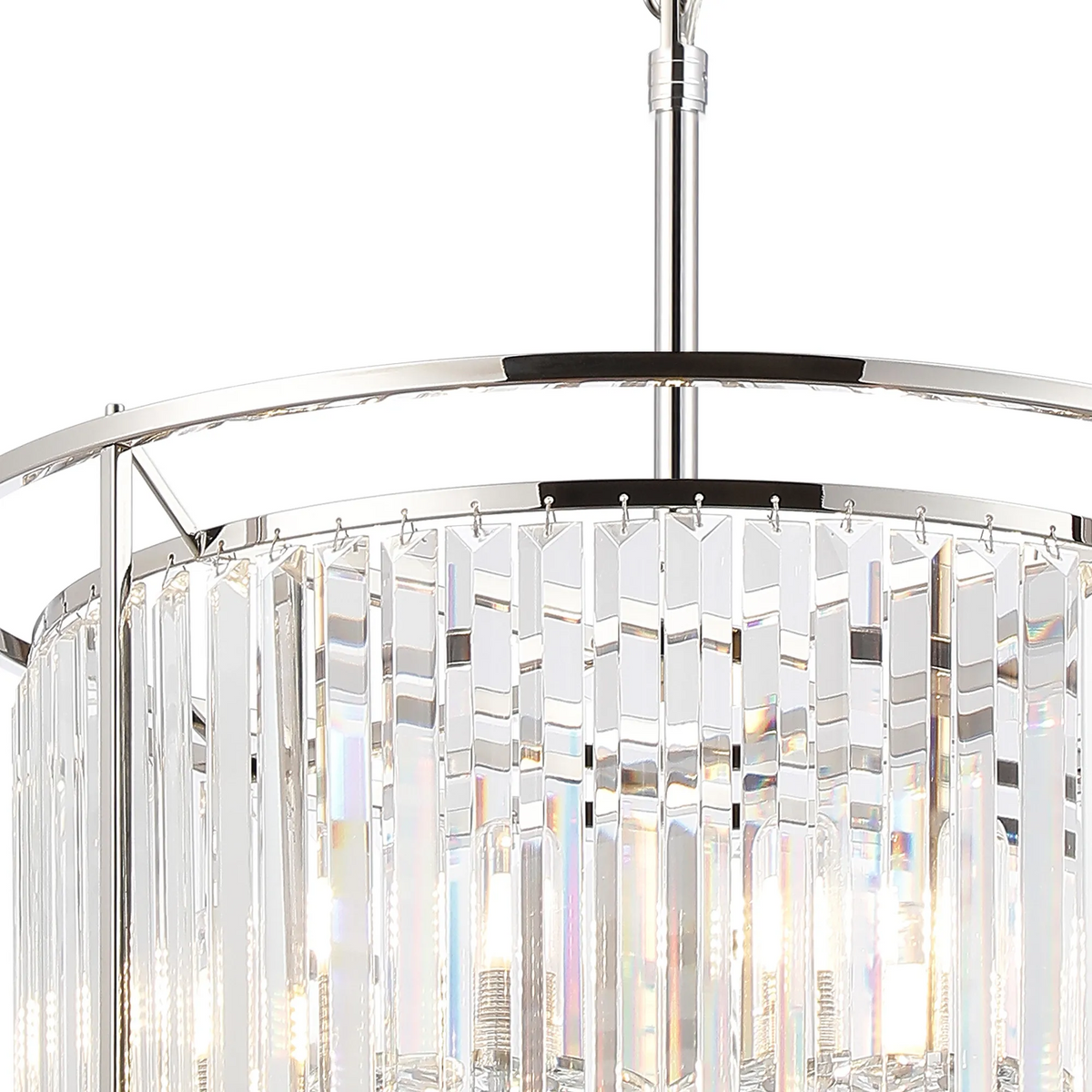 Torrington IP44 500mm Pendant in Polished Nickel with Clear Crystals ...
