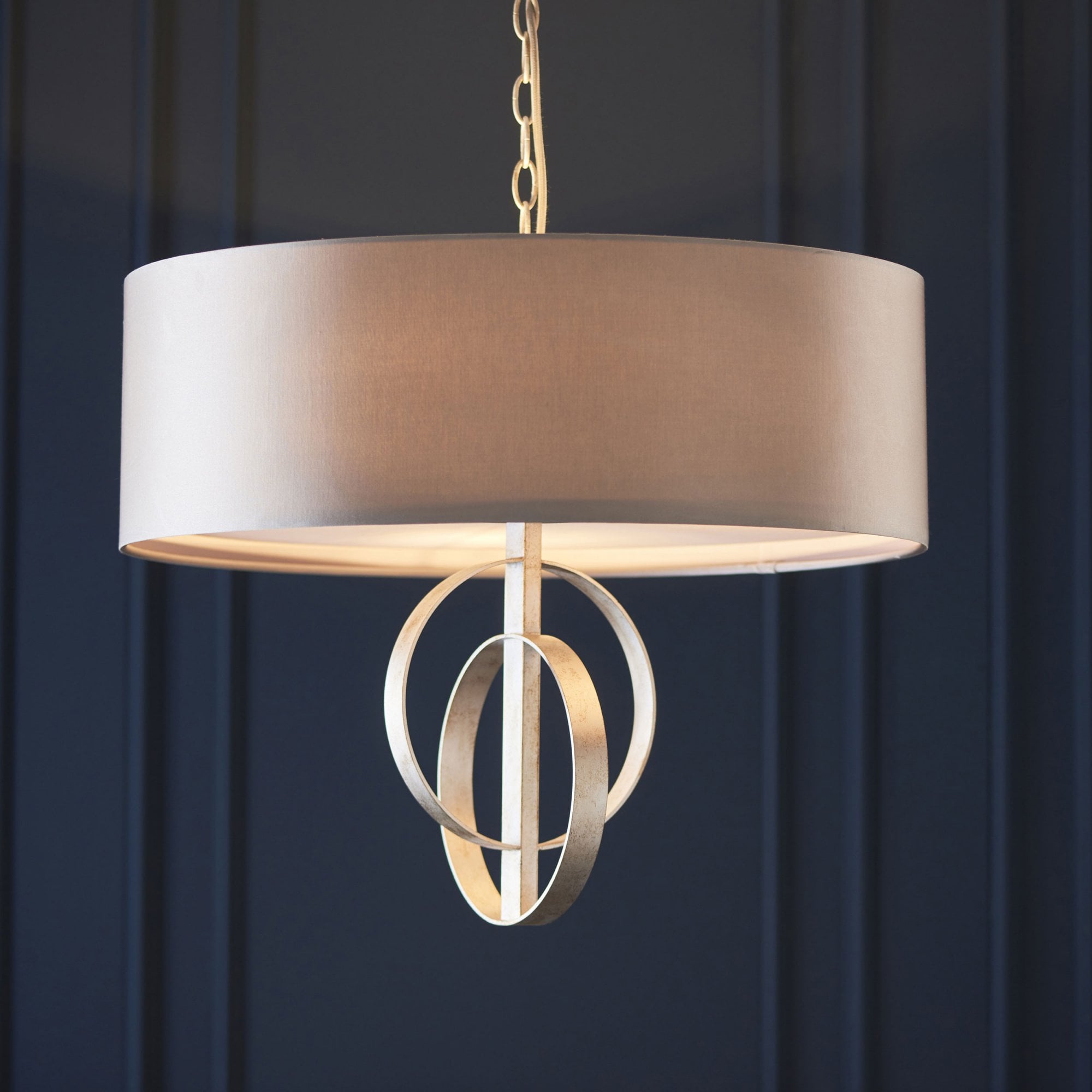Visionary Lighting Netherbury 3 Light Pendant in Antique Silver & Mink ...