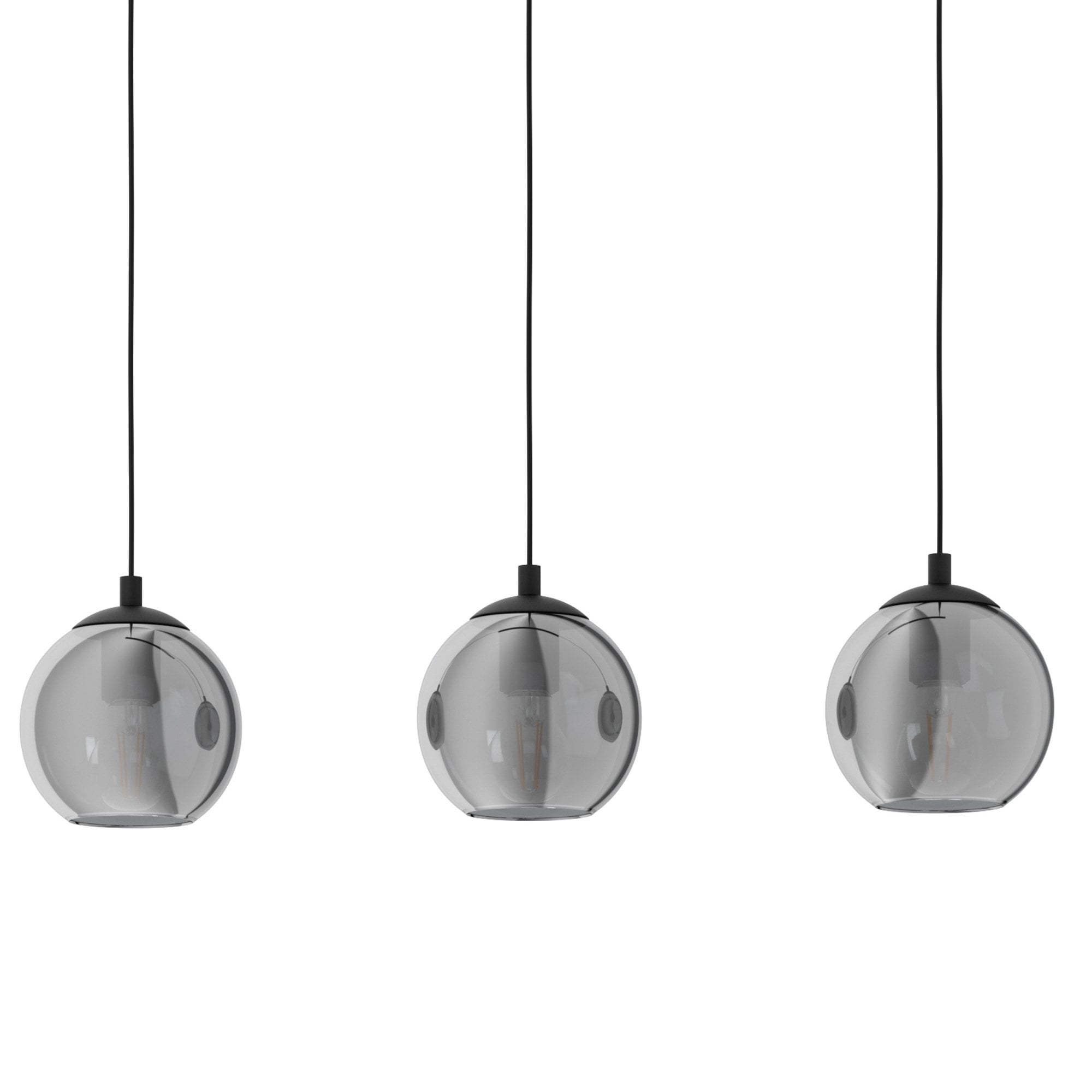 Eglo Ariscani Triple Bar Pendant with Transparent Black Vaporized Glass ...
