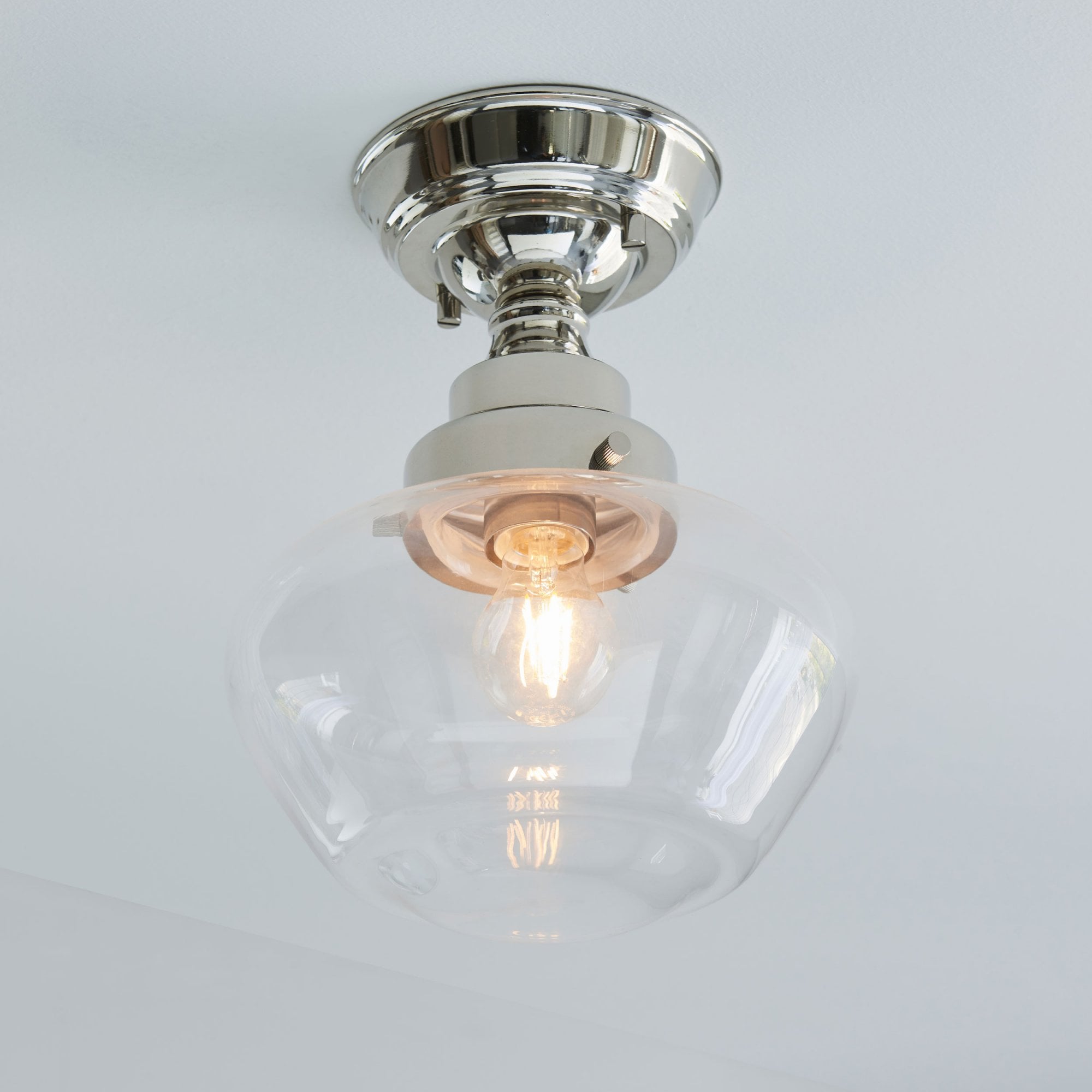 Endon Lighting Camberley School House Semi Flush in Polished Nickel ...