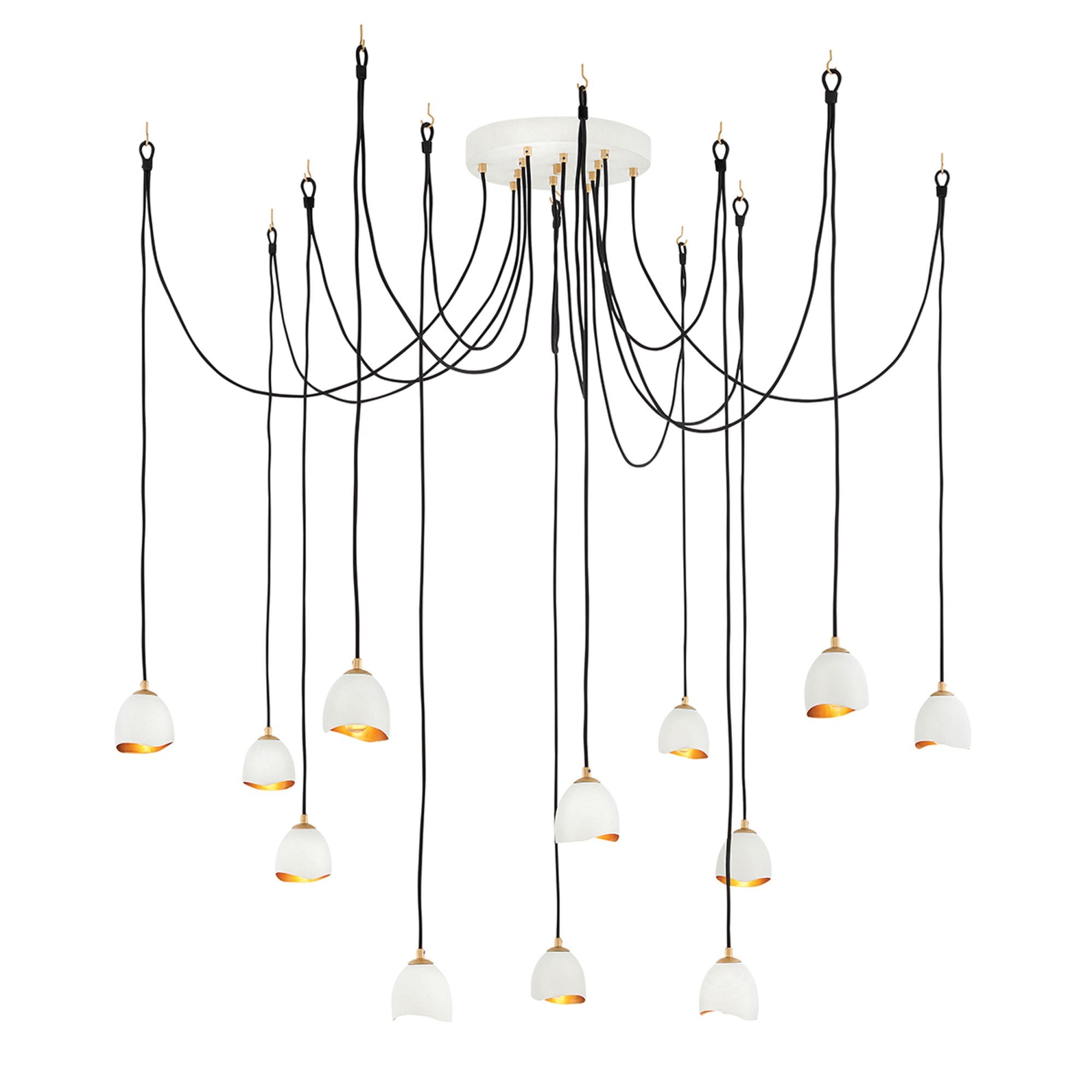 Quintiesse Nula Twelve Light Pendant Cluster in Shell White & Luxe Gold ...