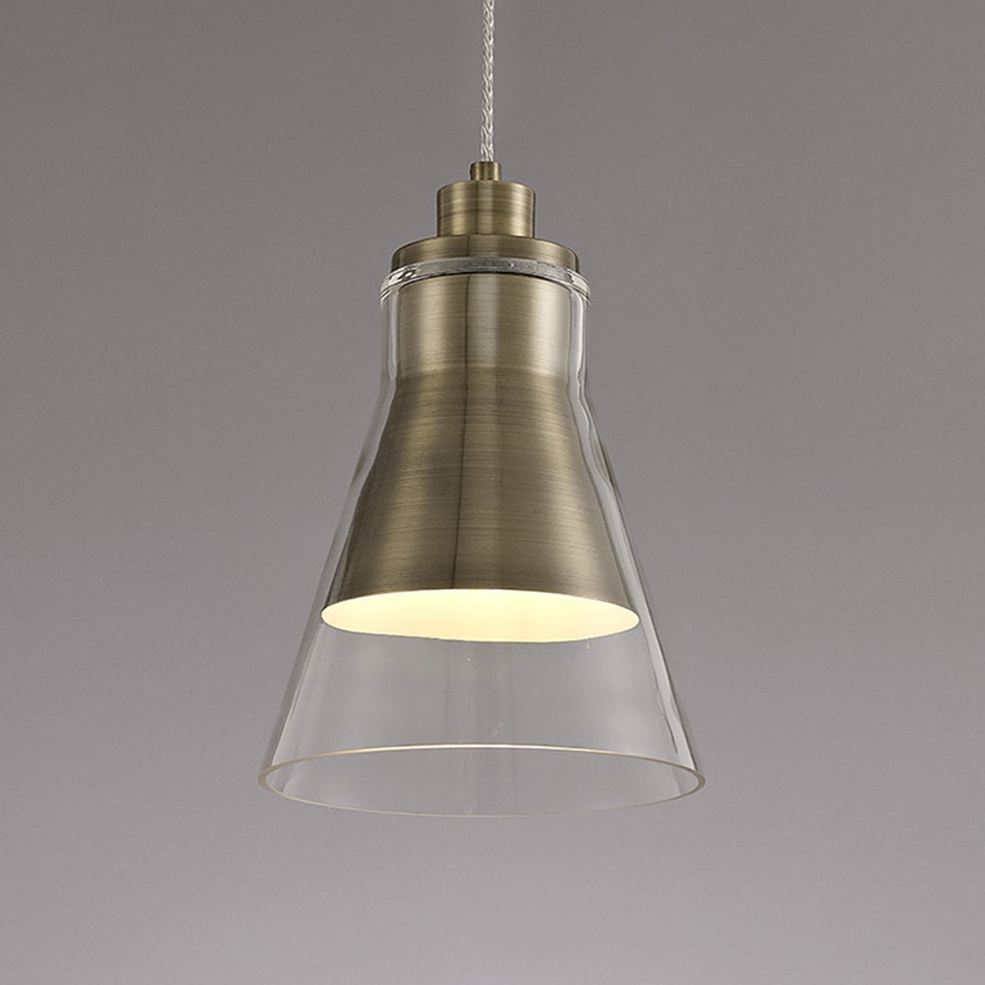 Lumiere Huxham Single Pendant in Antique Brass with Clear Glass | Dusk ...