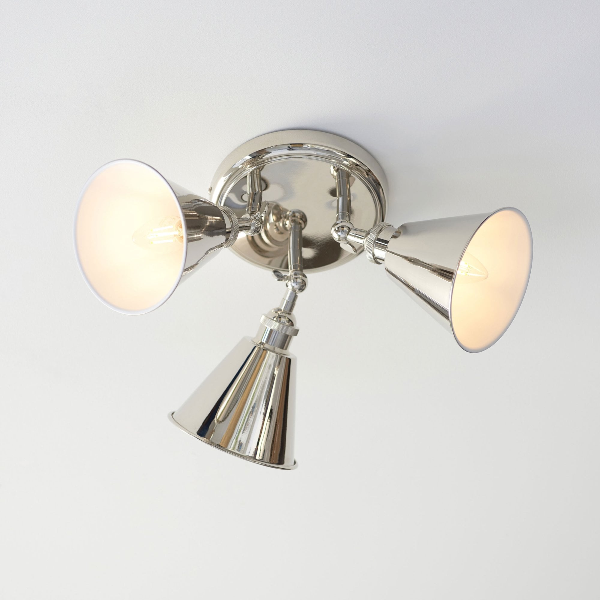 Endon Lighting Hal Adjustable Triple Spotlight in Bright Nickel | Dusk ...