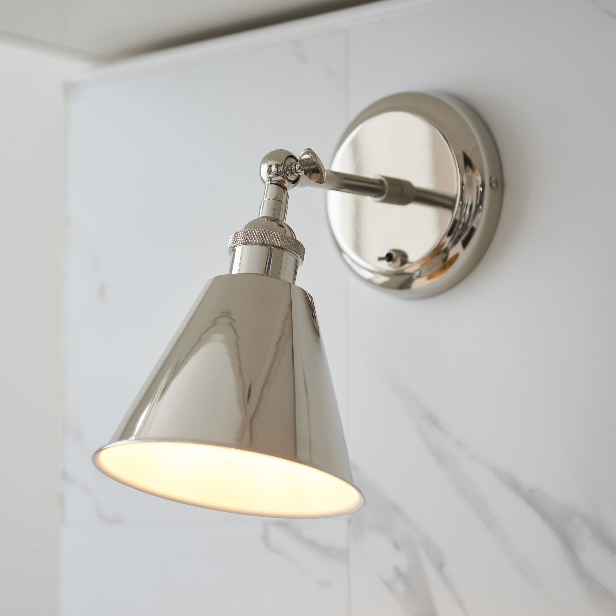 Endon Lighting Hal Switched Adjustable Wall Light in Bright Nickel ...