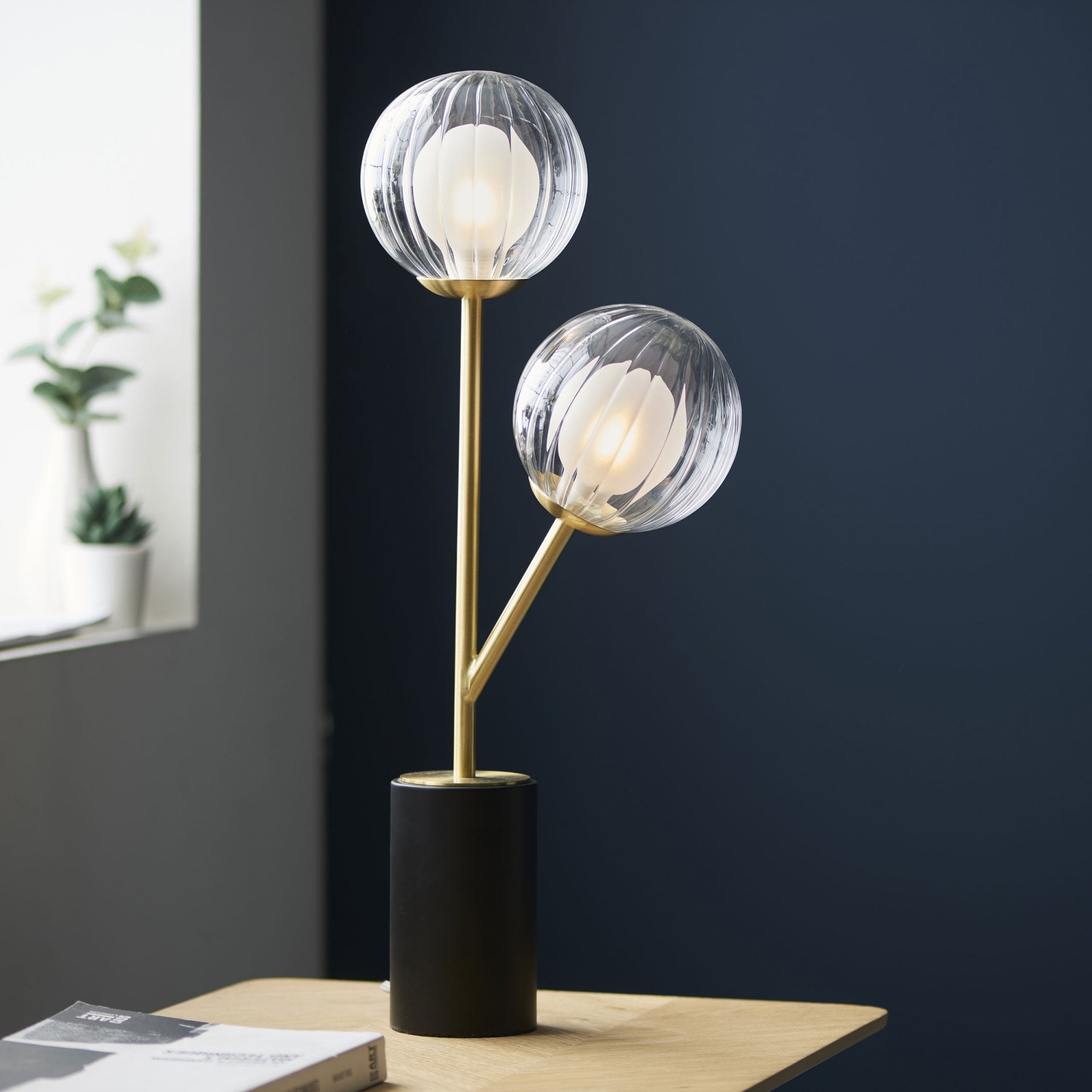 Visionary Lighting Osmond Two Light Table Lamp in Satin Brass with ...