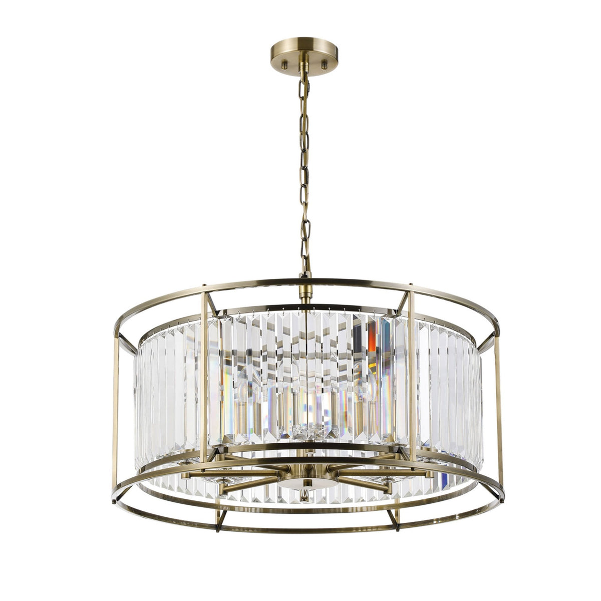 Lumiere Torrington 8 Lamp 650mm Pendant in Antique Brass with Clear ...