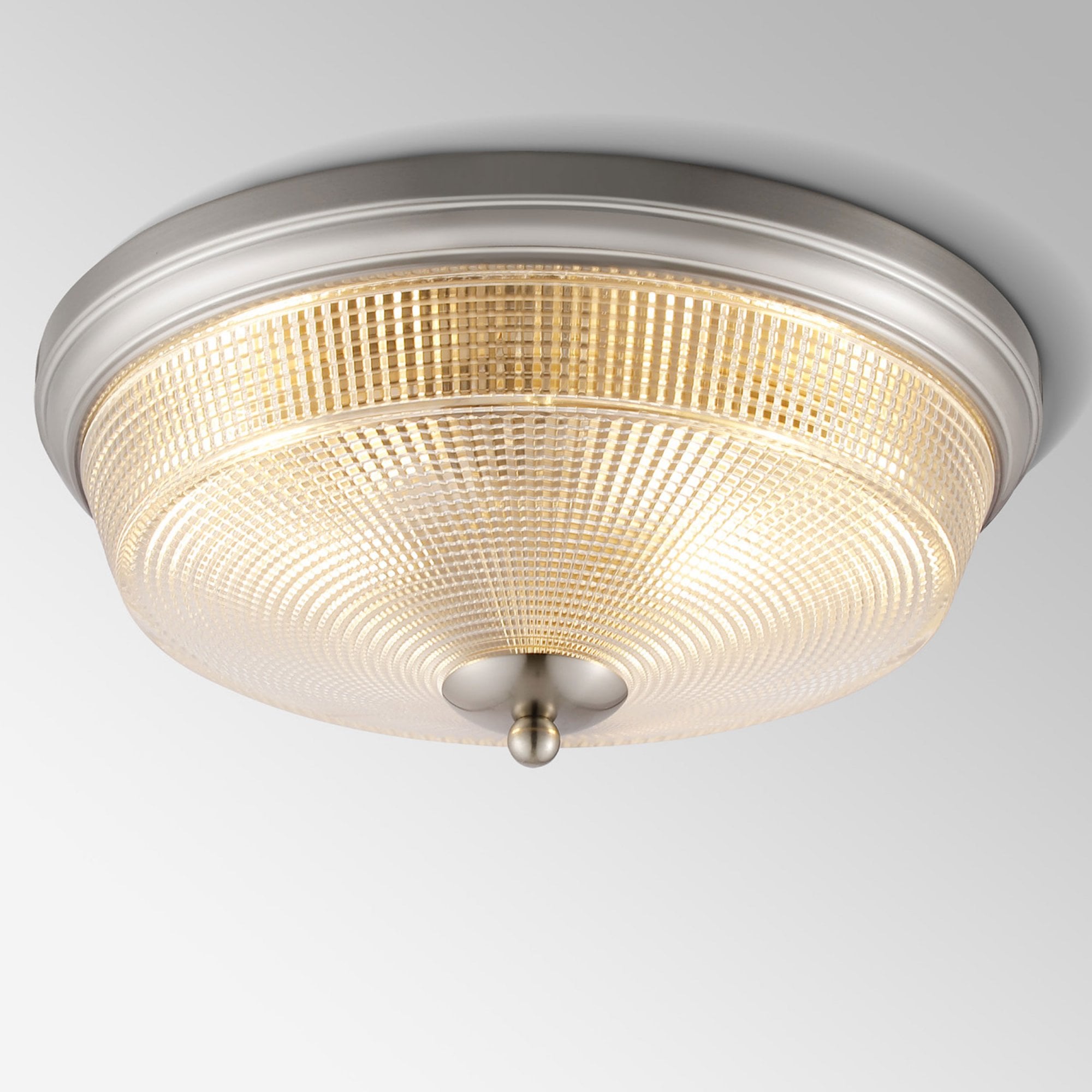 Lumiere Arlington IP44 Ceiling Light in Satin Nickel with Prismatic ...