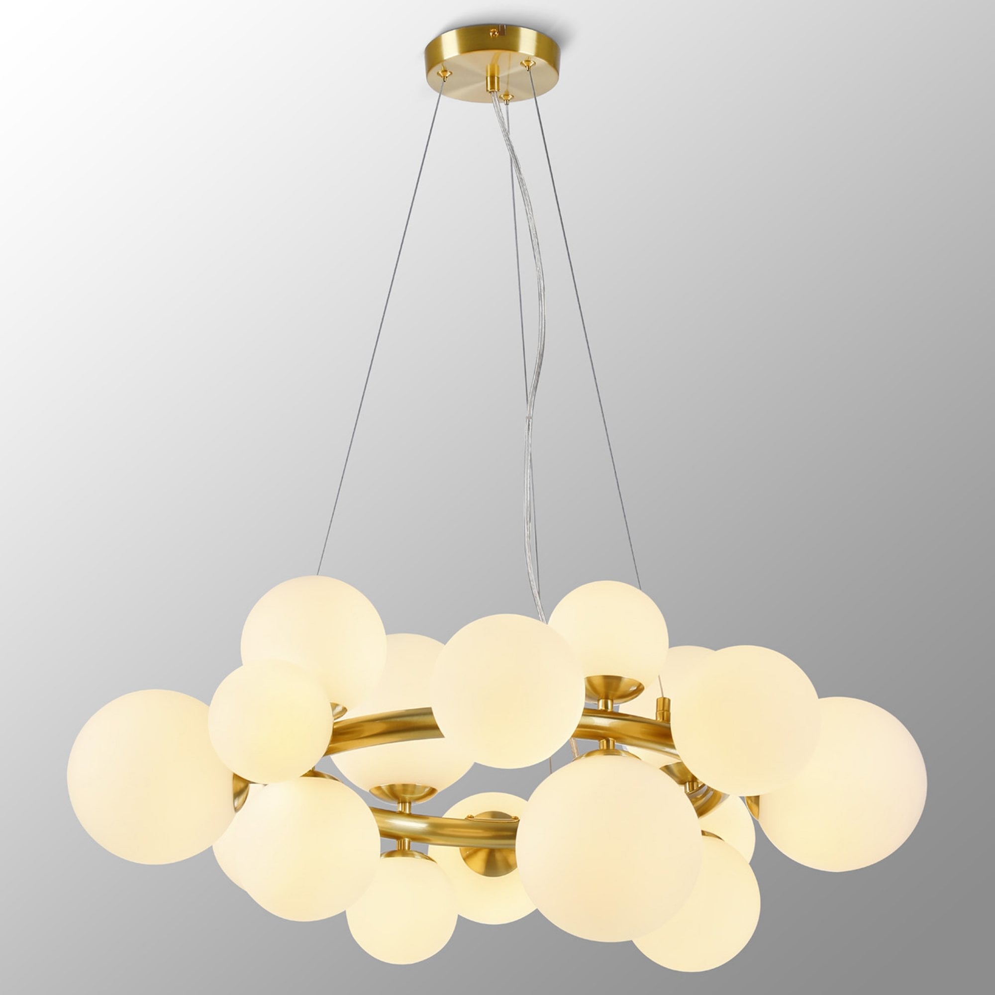 Lumiere Shute 16lt Circular Pendant in Satin Gold & Opal Glass | Dusk ...