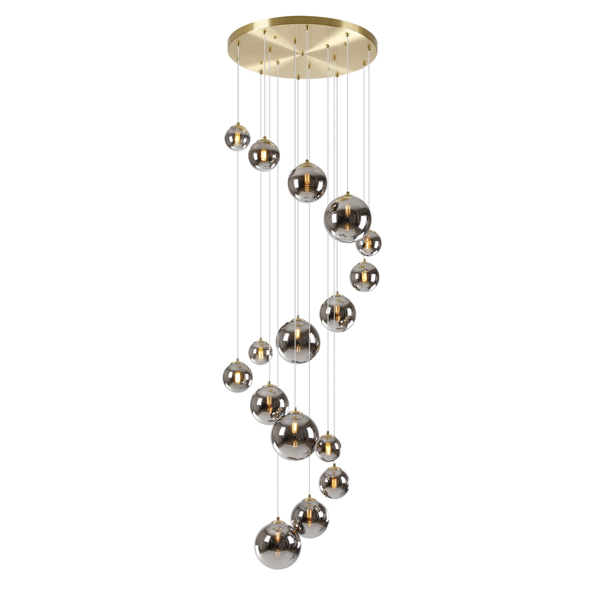 Lumiere Shute 16lt Pendant in Satin Gold & Chrome Plated Glass | Dusk ...