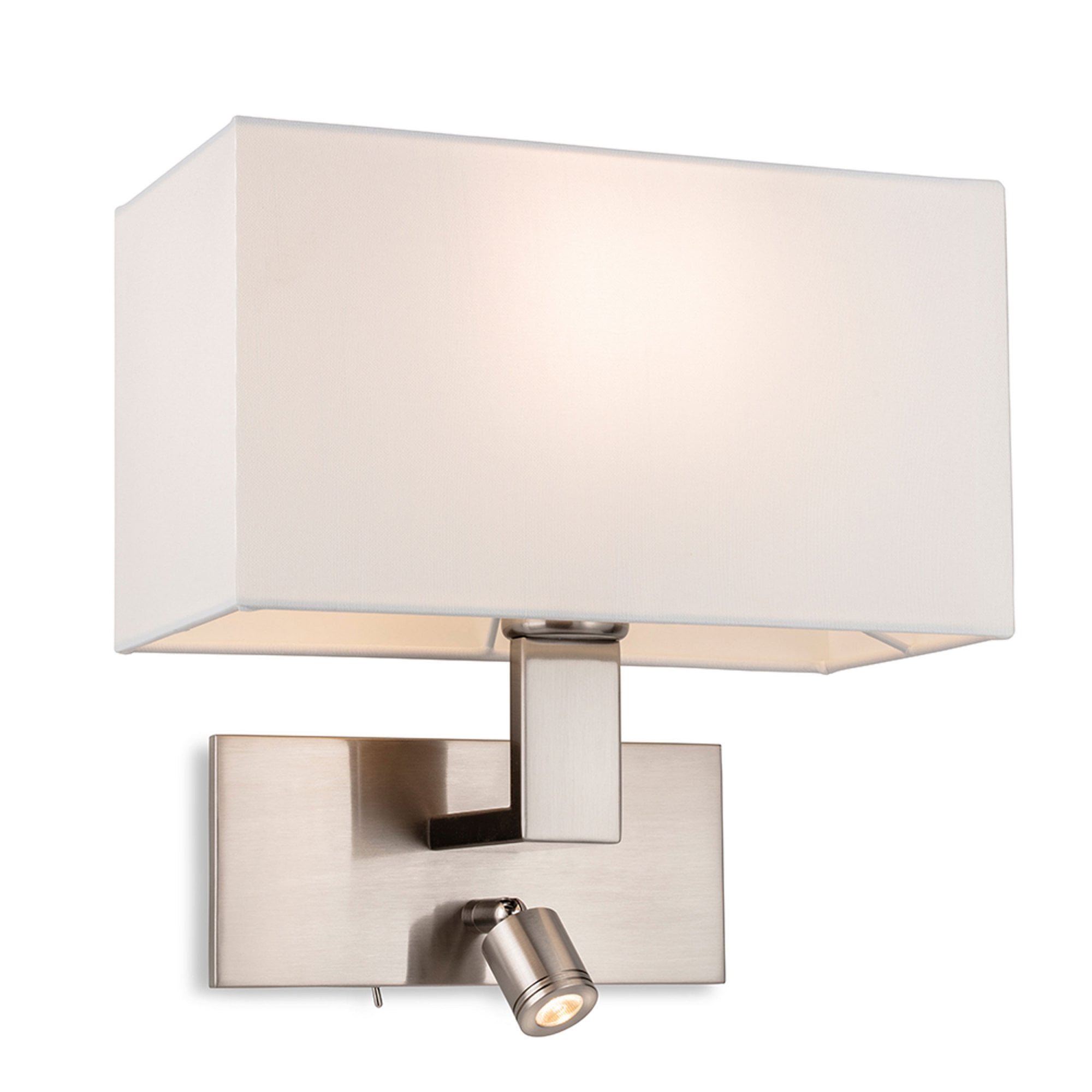 Firstlight Raffles Wall Light with LED Reader in Brushed Steel with ...