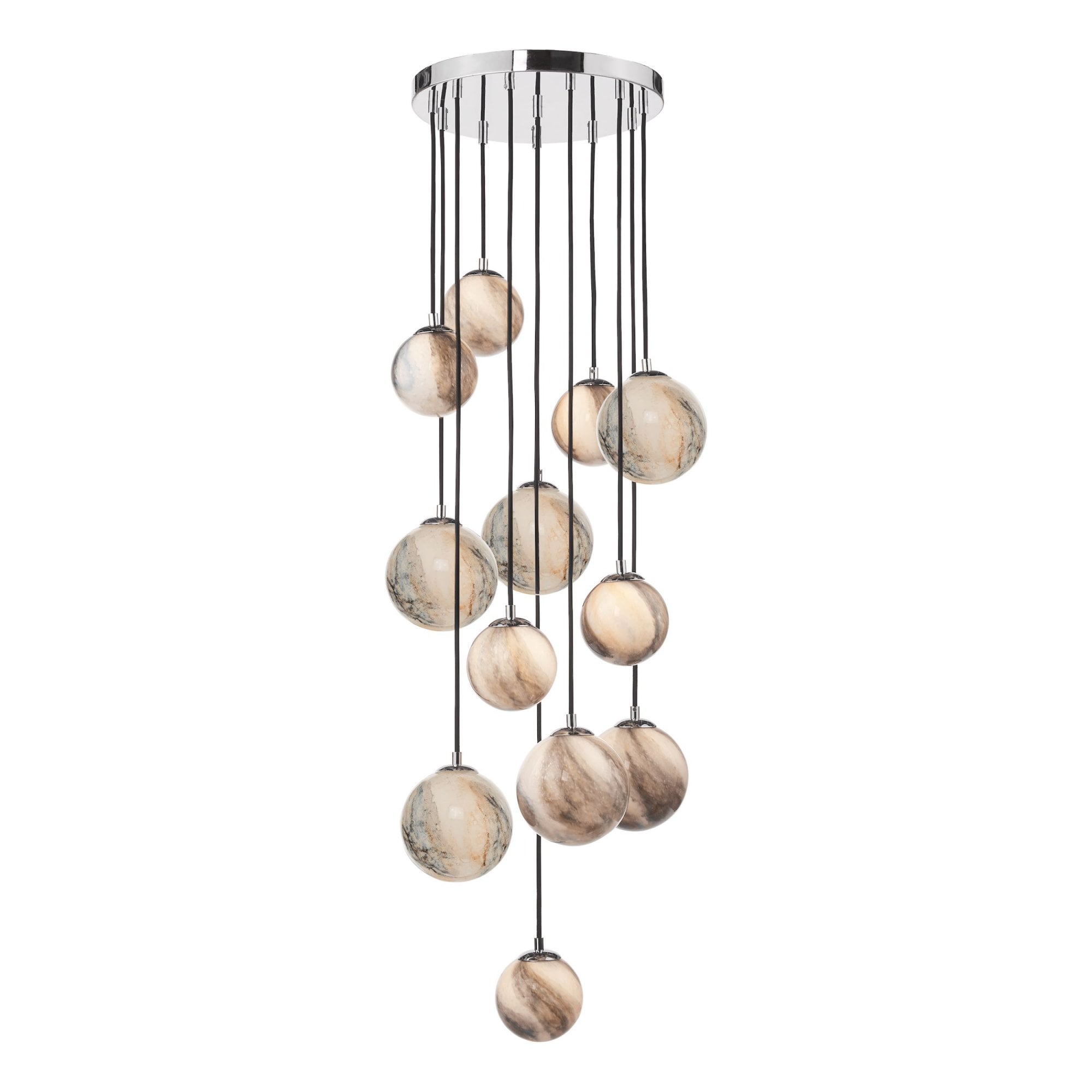 Dar Lighting Mikara 12 Light Cluster Pendant In Polished Chrome With ...