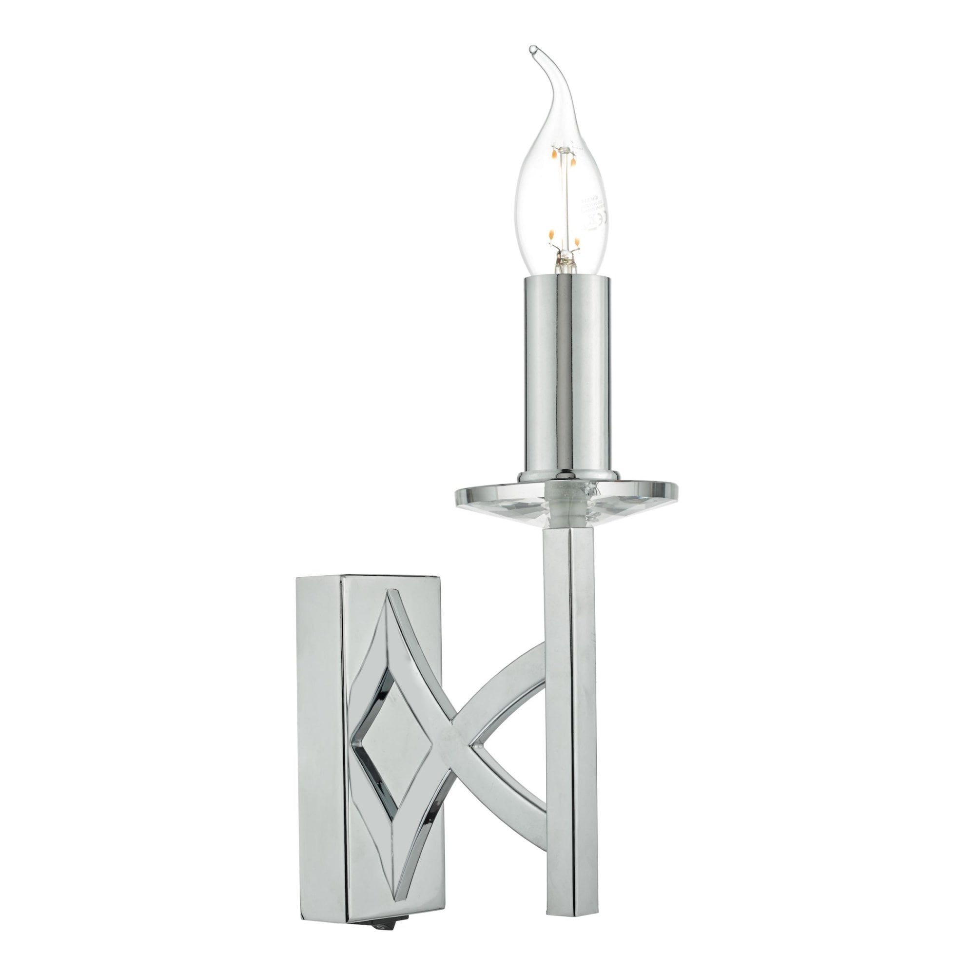 Dar Lighting Lyon Switched Wall Light In Polished Chrome With Crystal ...