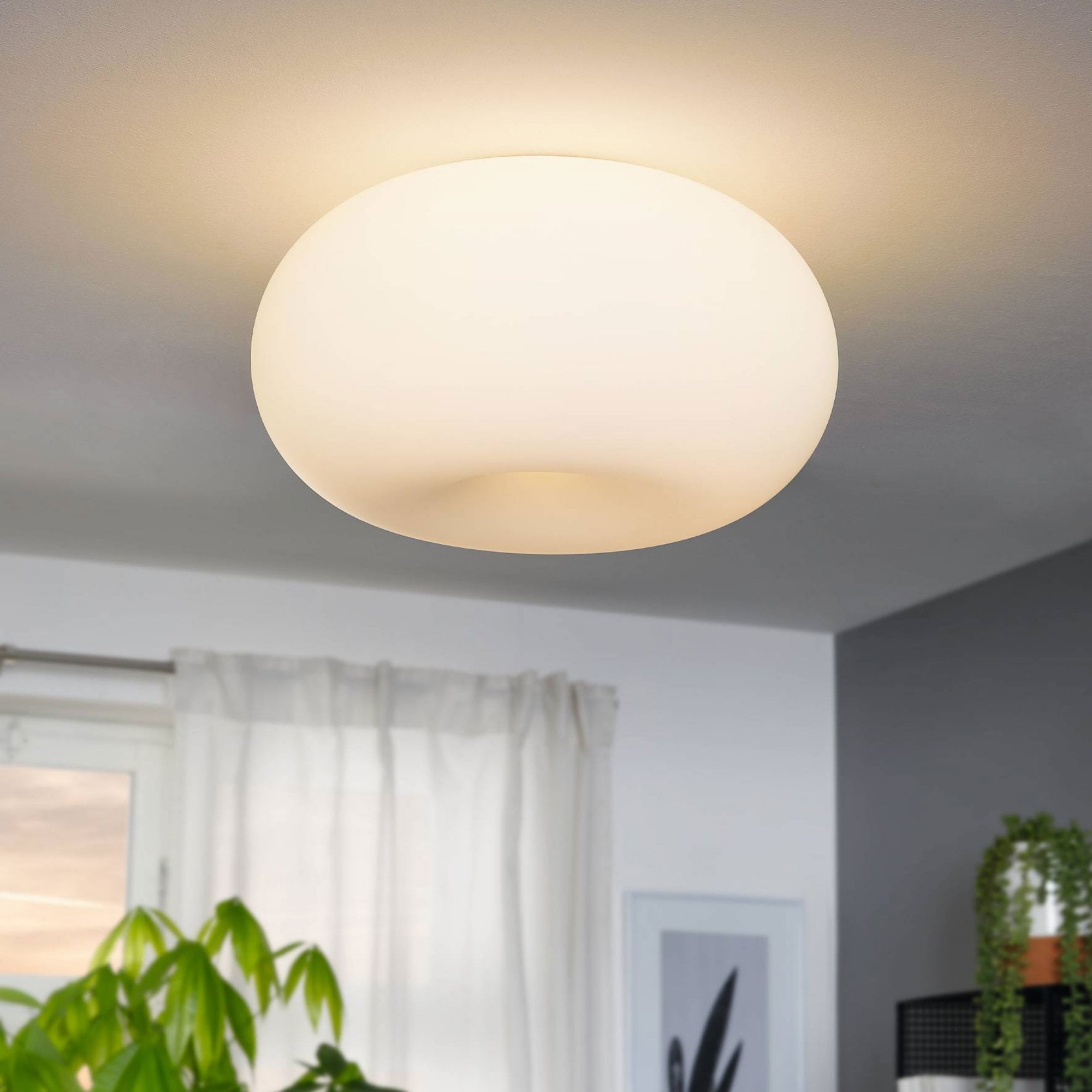 Eglo Optica Large Opal White Glass Globe Ceiling Light | Dusk Lights ...