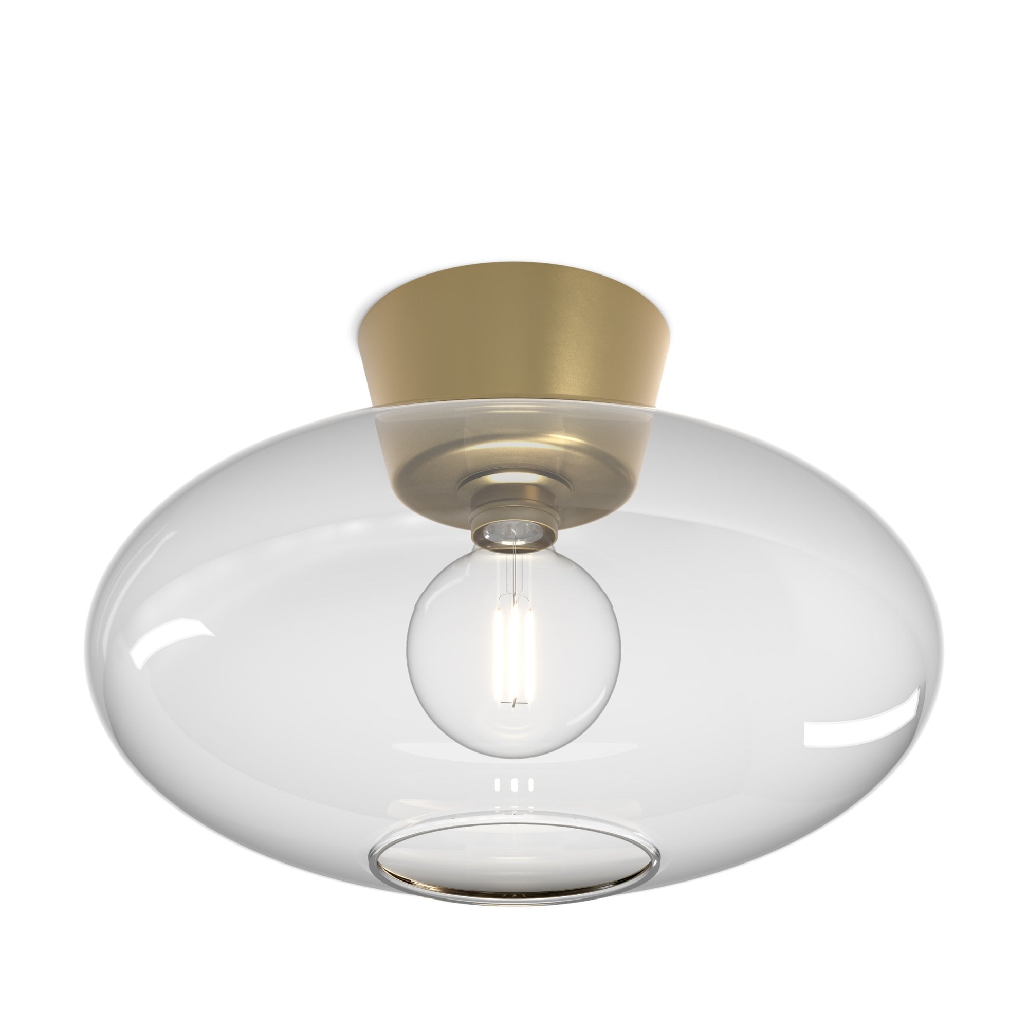 BELID Bullo 380 Short Semi Flush Ceiling Light in Brass & Clear Glass ...