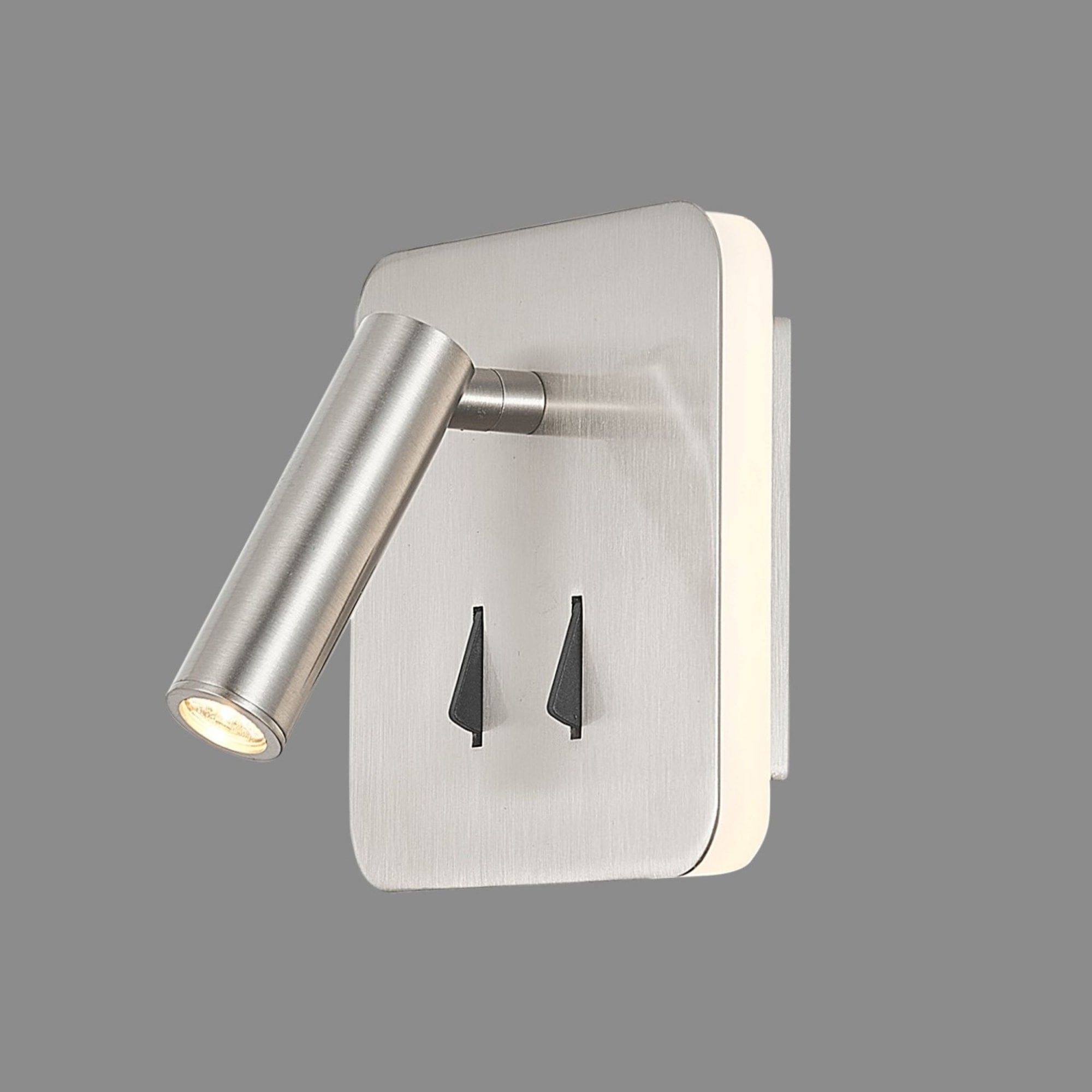 Mantra Cayman Square LED Wall Reading Bedside Light in Satin Nickel ...