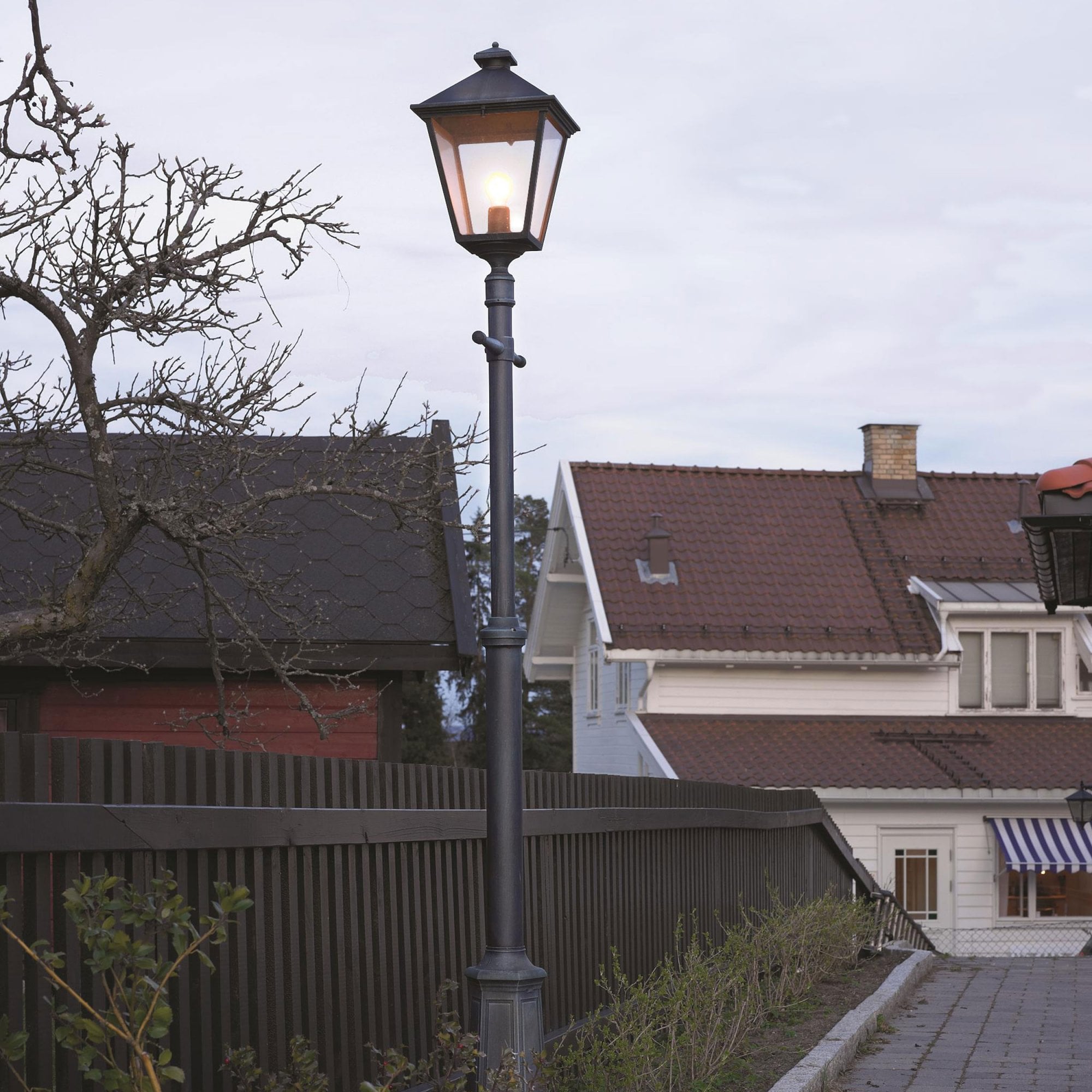 Norlys Turin Grande IP54 Single Lamp Post Light in Black | Dusk Lights ...
