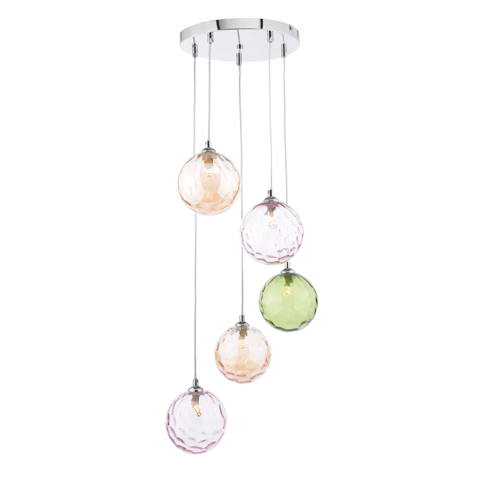 Dar Lighting Federico 5 Light Cluster Pendant In Polished Chrome With ...