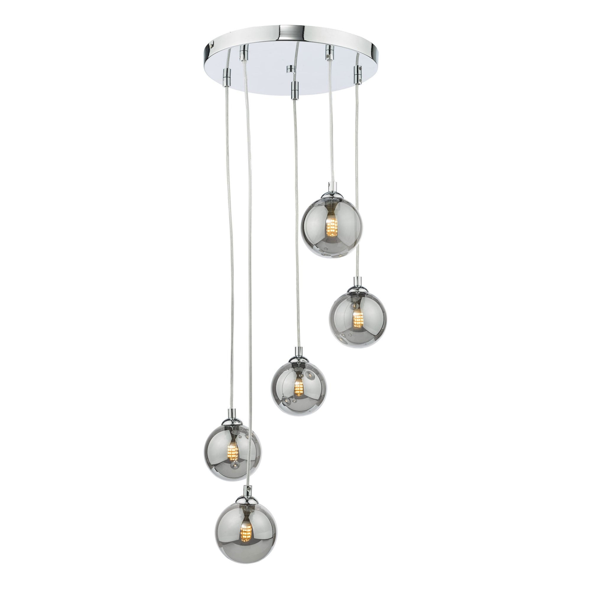 Dar Lighting Federico 5 Light Cluster Pendant In Polished Chrome With ...