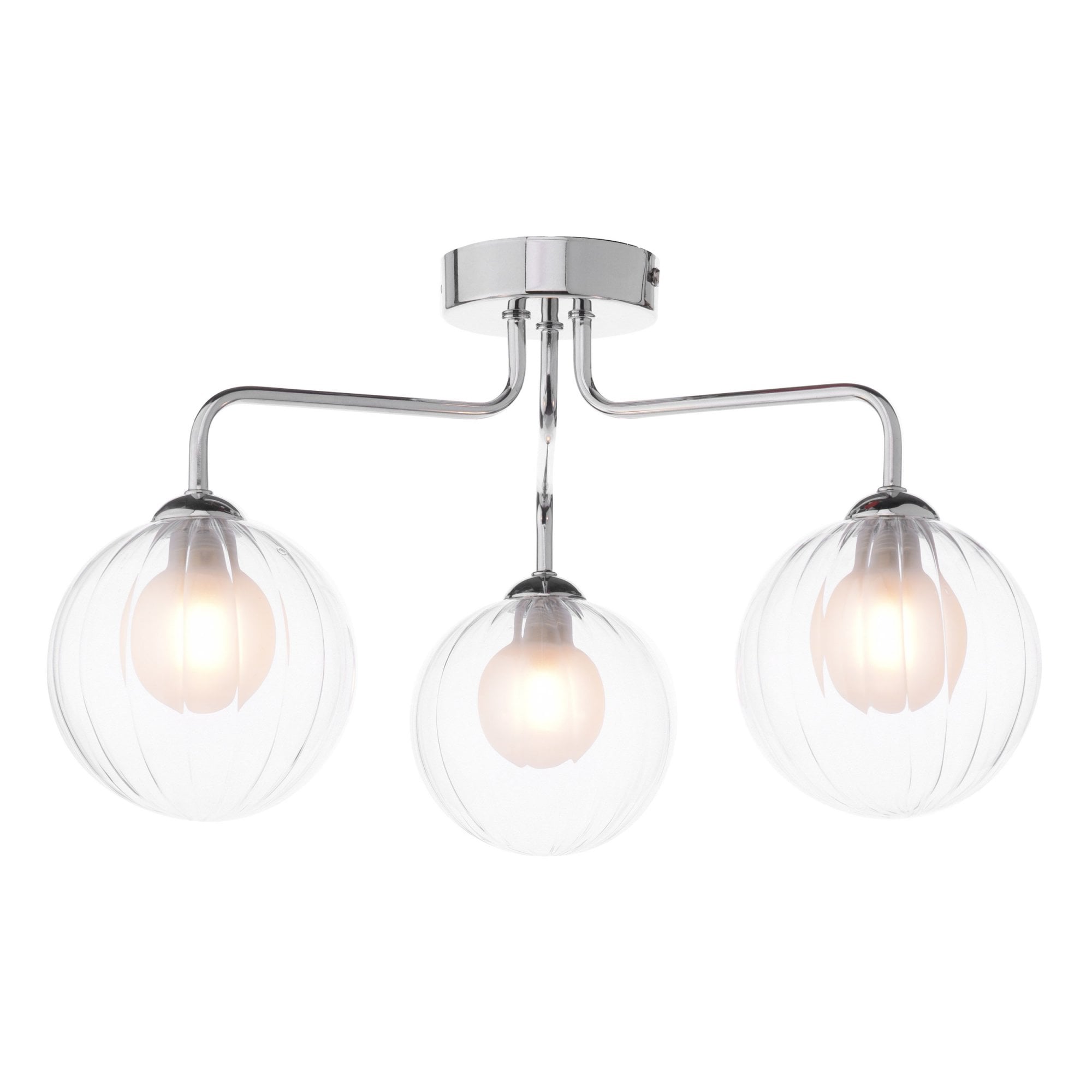 Dar Lighting Feya 3 Light Semi Flush Ceiling Light In Polished Chrome ...