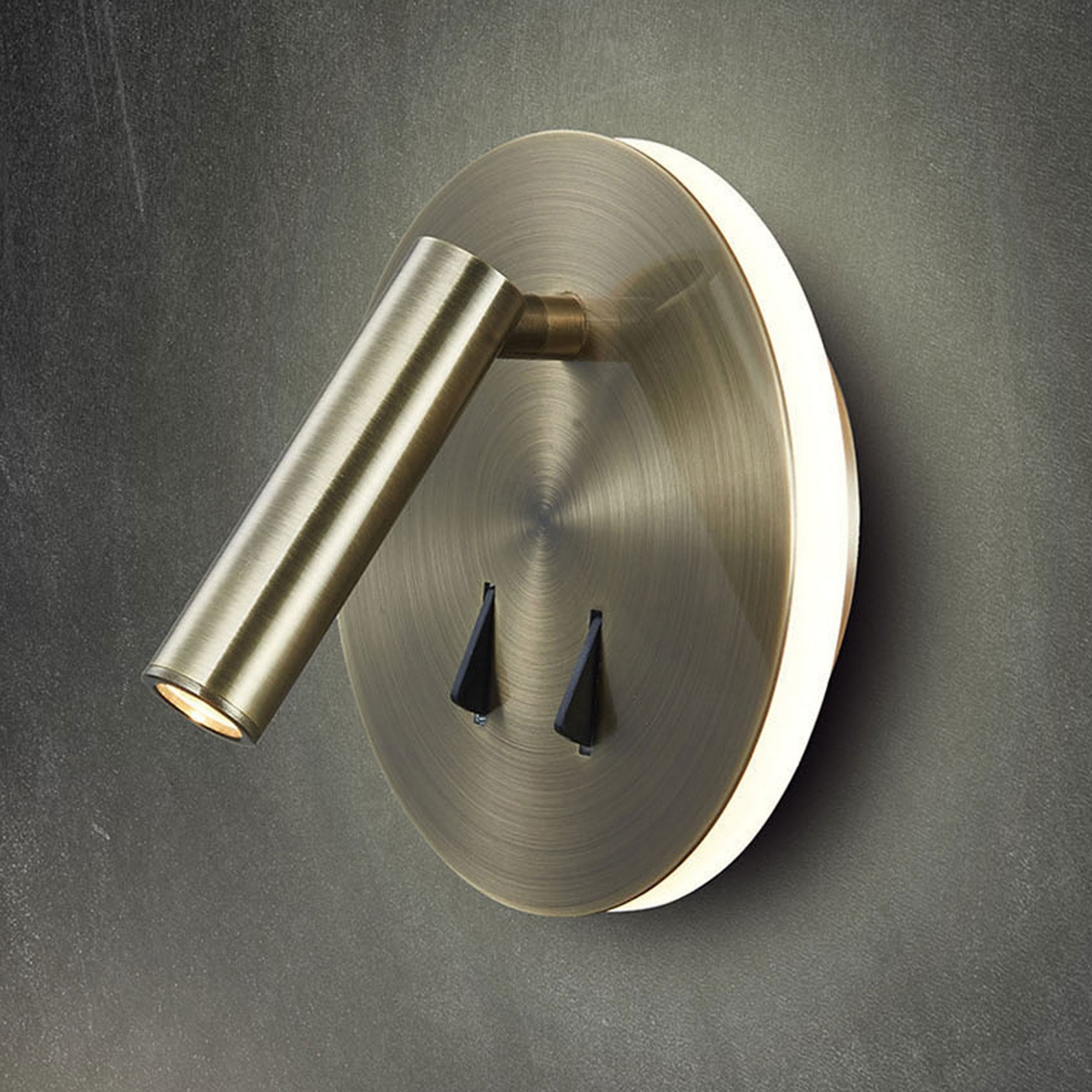 Mantra Cayman LED Wall Reading Bedside Light in Antique Brass | Dusk ...