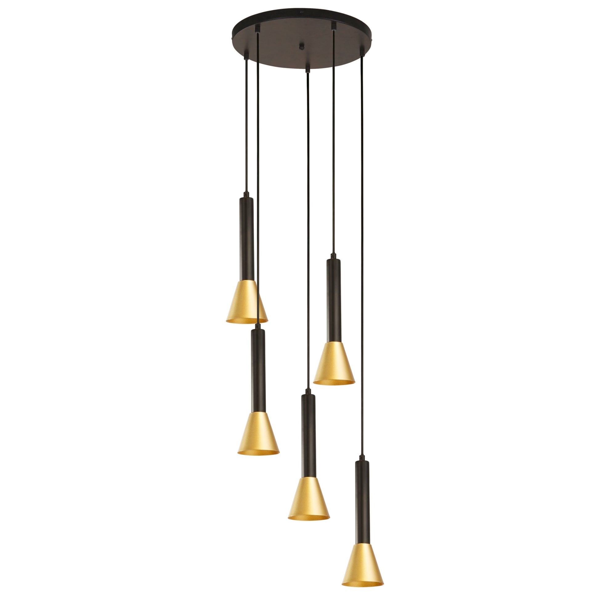 Searchlight Signal 5 Light Cluster Pendant In Black & Gold | Dusk ...