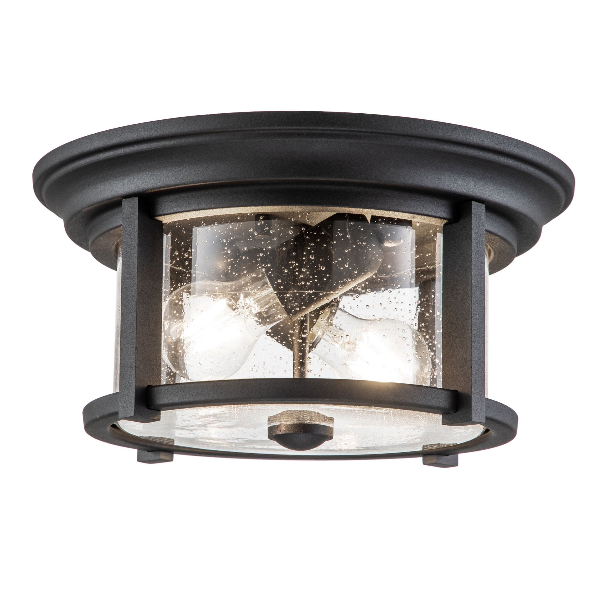 Feiss Merrill Flush Mount Light in Black with Clear Seeded Glass | Dusk ...