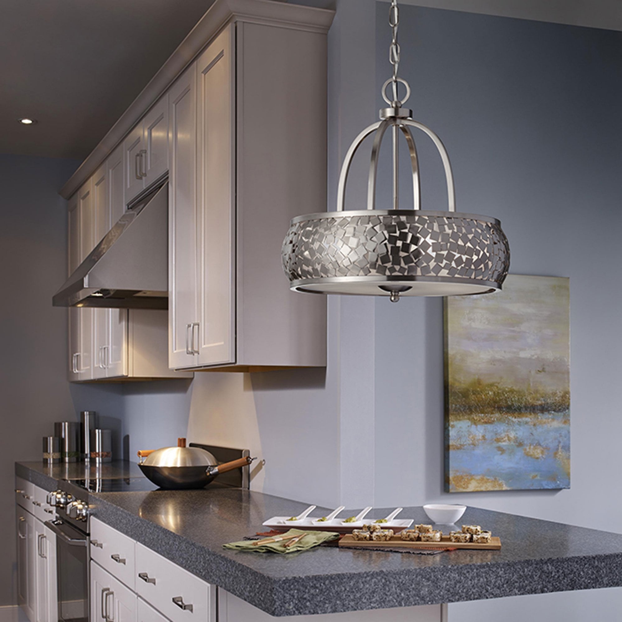 Feiss Zara 4 Light Chandelier with Diffuser in Brushed Steel | Dusk ...