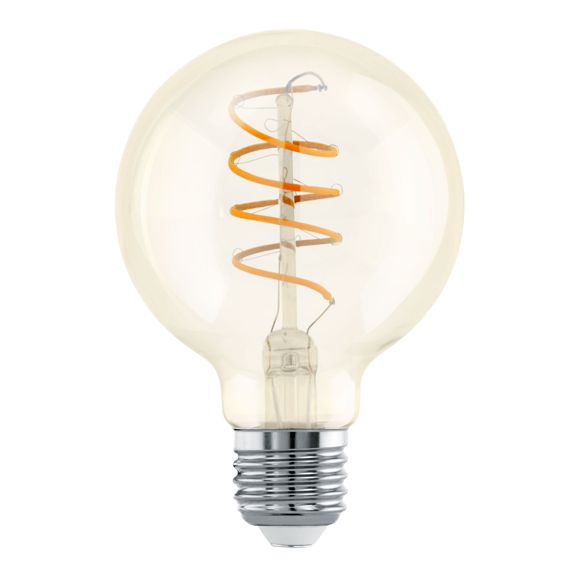 Eglo Bulbs E27 Extra Warm White Amber Spiral Filament 80mm Globe LED 4W ...