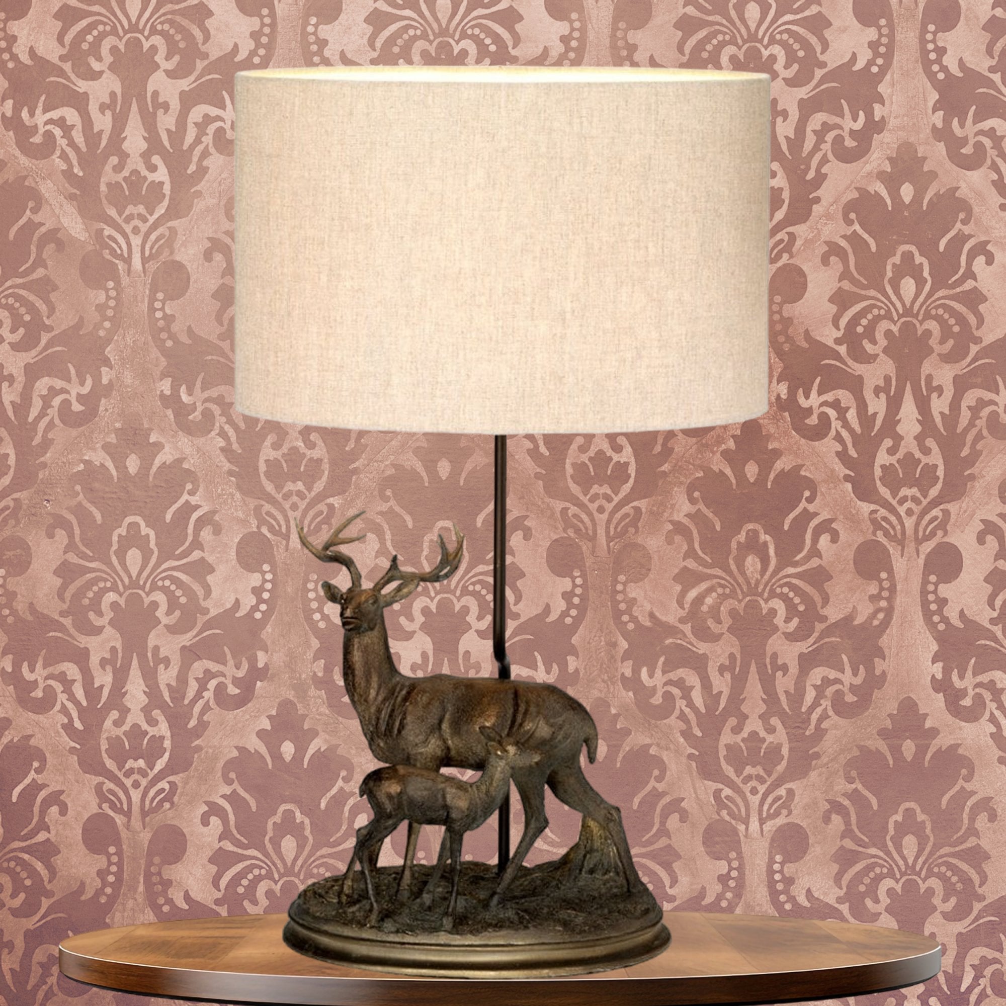 Elstead Lighting Amelia Stag & Fawn Table Lamp in Bronze Patina with ...