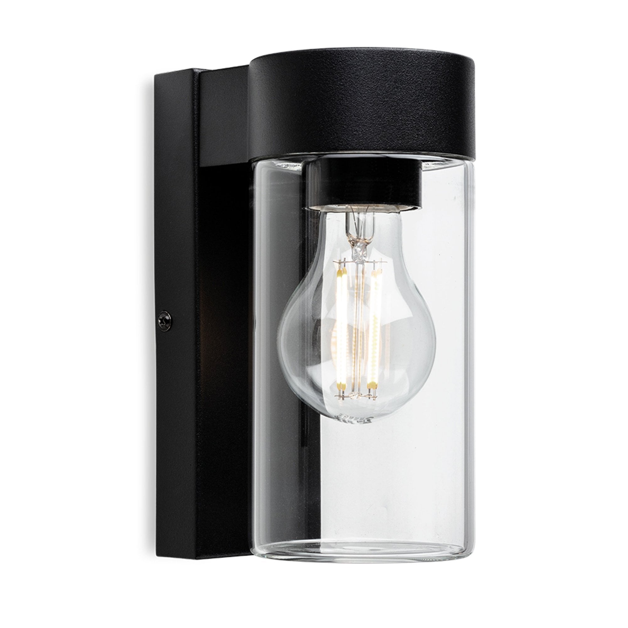 Firstlight Zara IP44 Down Wall Light in Black with Clear Glass | Dusk ...