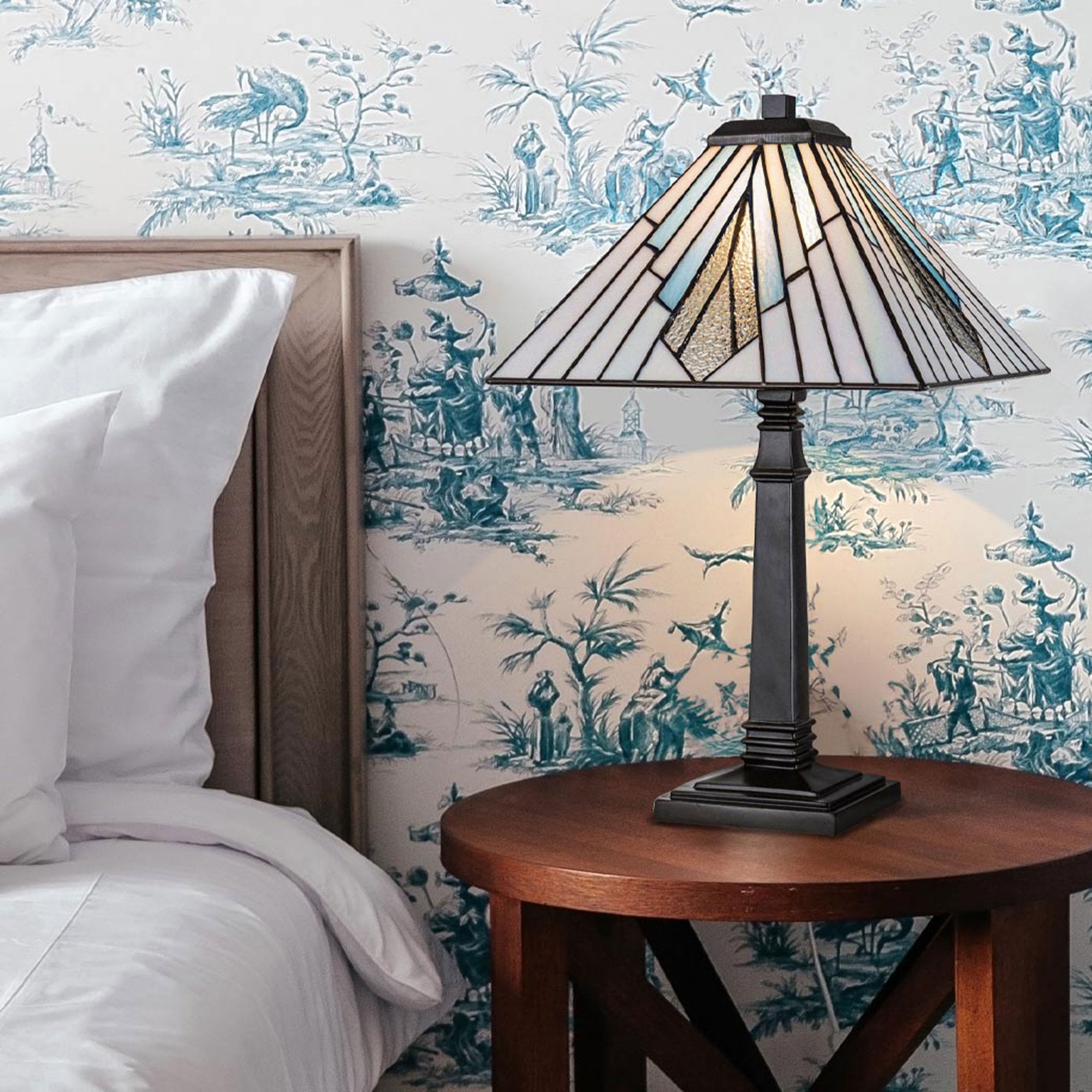 Elstead Lighting Alderley Tiffany Large Table Lamp with Vintage Bronze ...