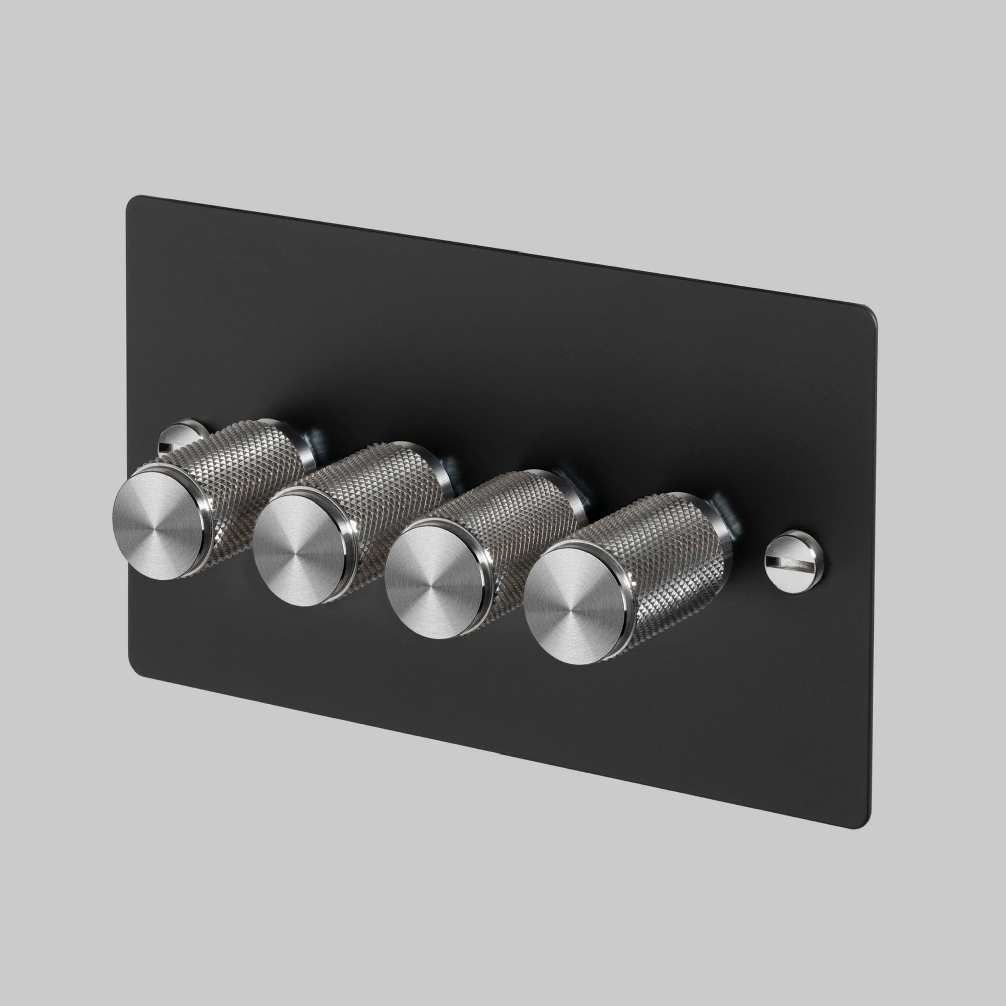 Buster + Punch Four Gang 2-Way Dimmer Light Switch in Black & Steel ...