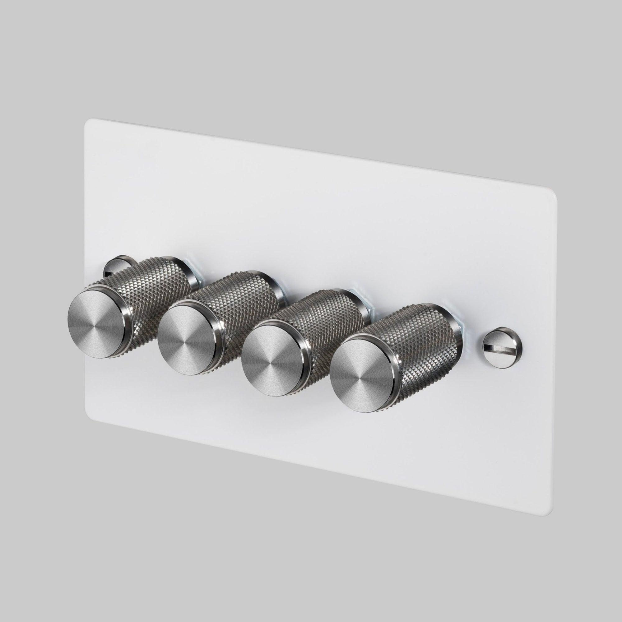 Buster + Punch Four Gang 2-Way Dimmer Light Switch in White & Steel ...