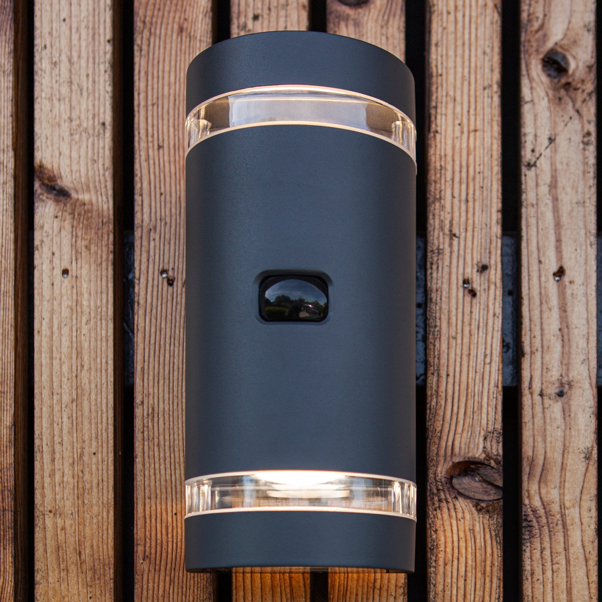 Lutec Focus PIR Up and Down IP44 Outdoor Wall Light In Dark Grey | Dusk ...