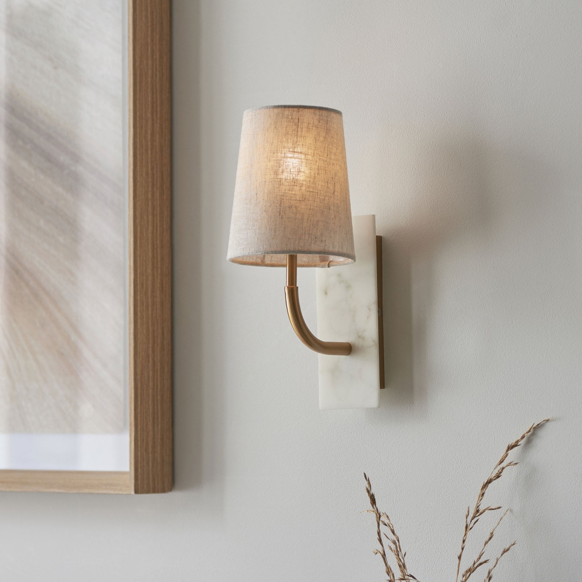 Visionary Lighting Meden Curve Wall Light in Vintage Brass & White ...