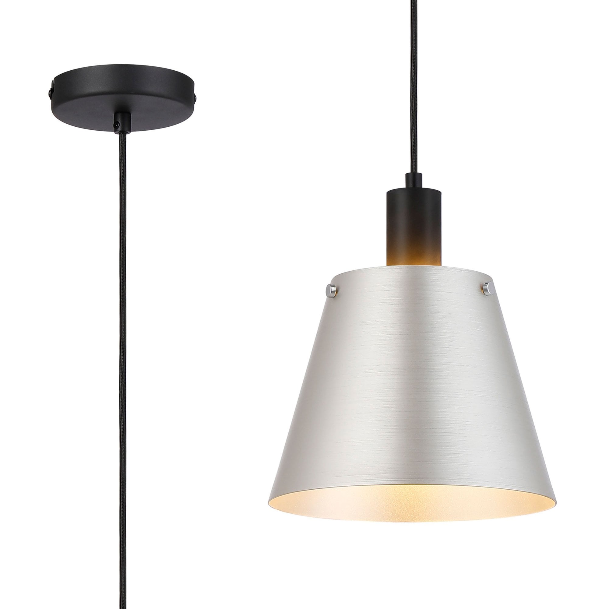 Lumiere Essington 23cm Single Drop Pendant with Grey and Silver Metal ...