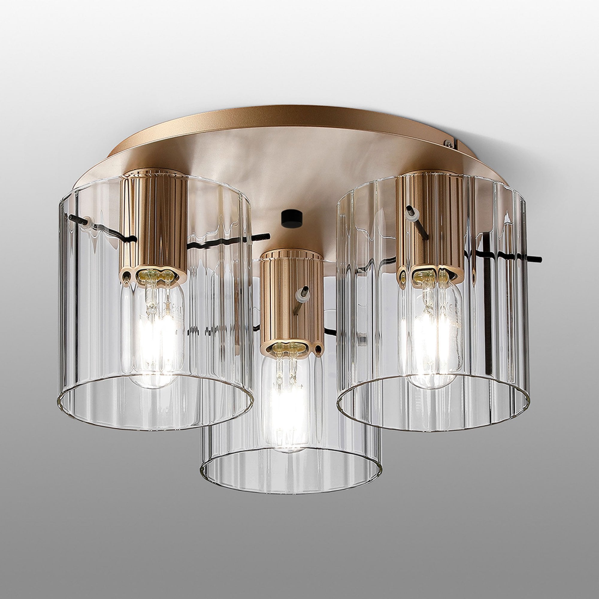 Lumiere Belstone Wide Ribbed Triple Flush Round Ceiling Light in Light ...