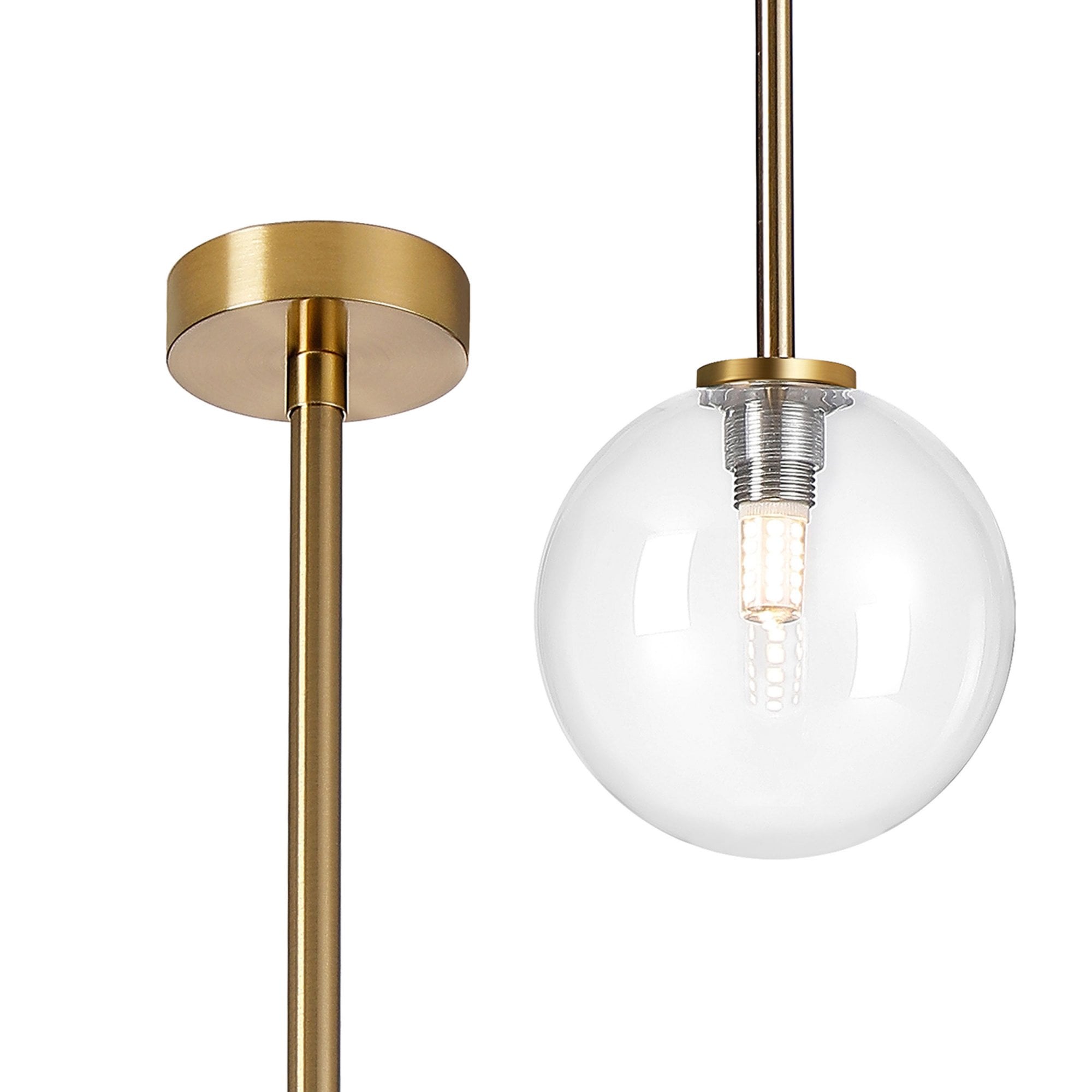 Lumiere Tenterden Telescopic Single Drop Pendant in Brass Gold with ...
