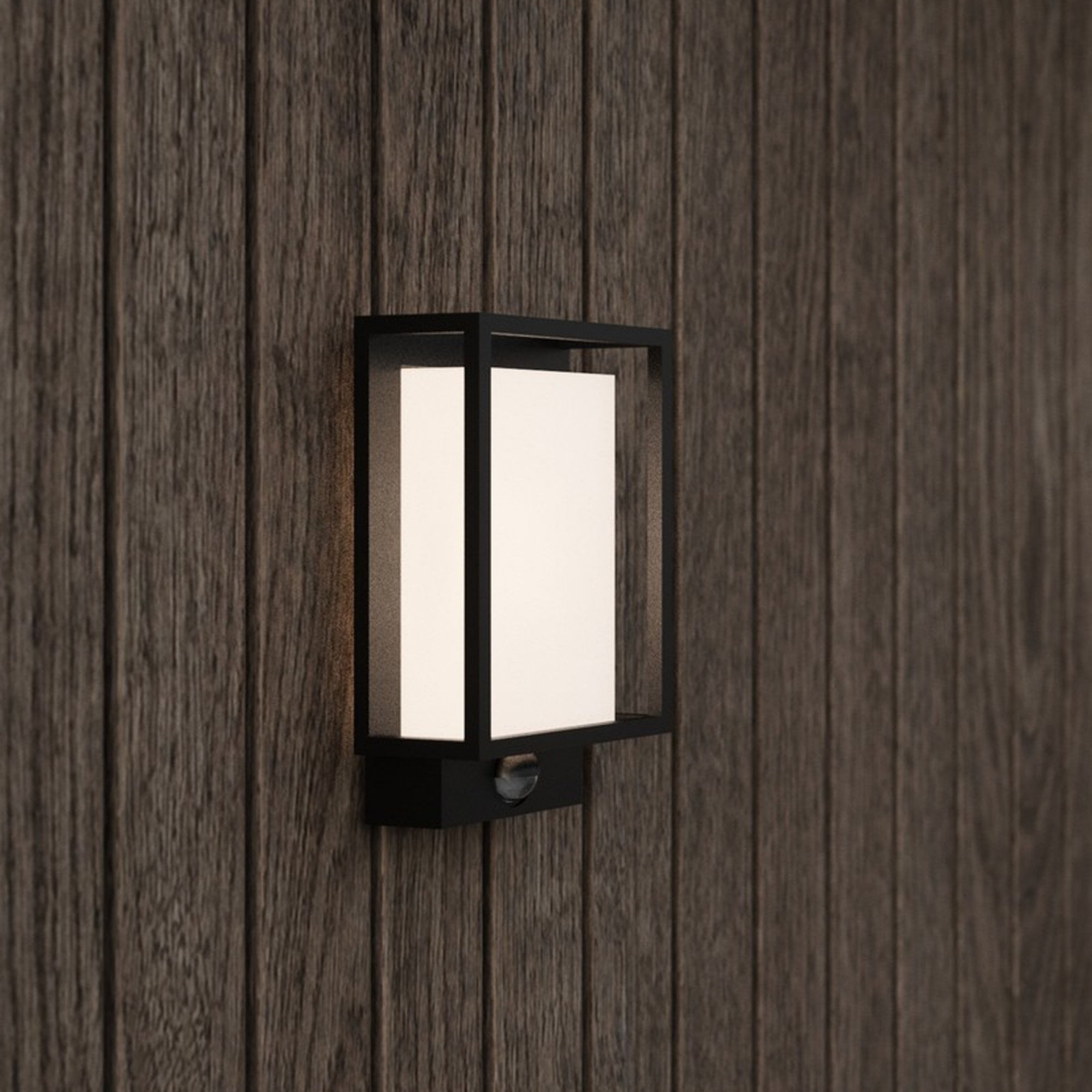 Nordlux Nestor Outdoor IP44 LED PIR Wall Light in Black With Frosted ...