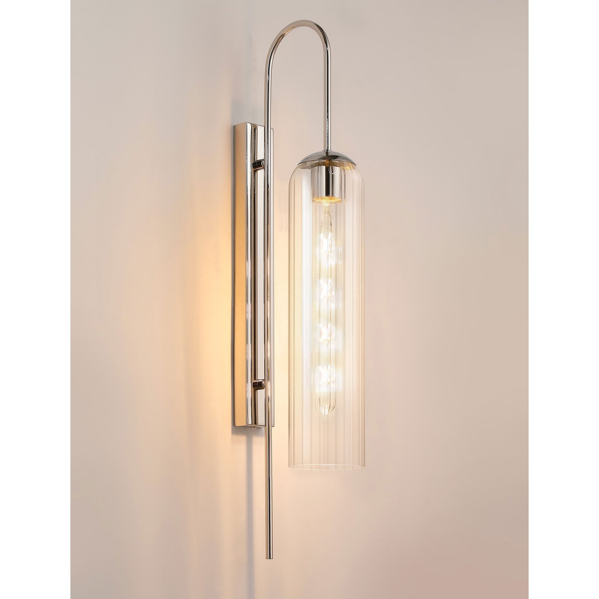 Lumiere Hamble Curved Wall Light in Polished Nickel with Clear Glass ...