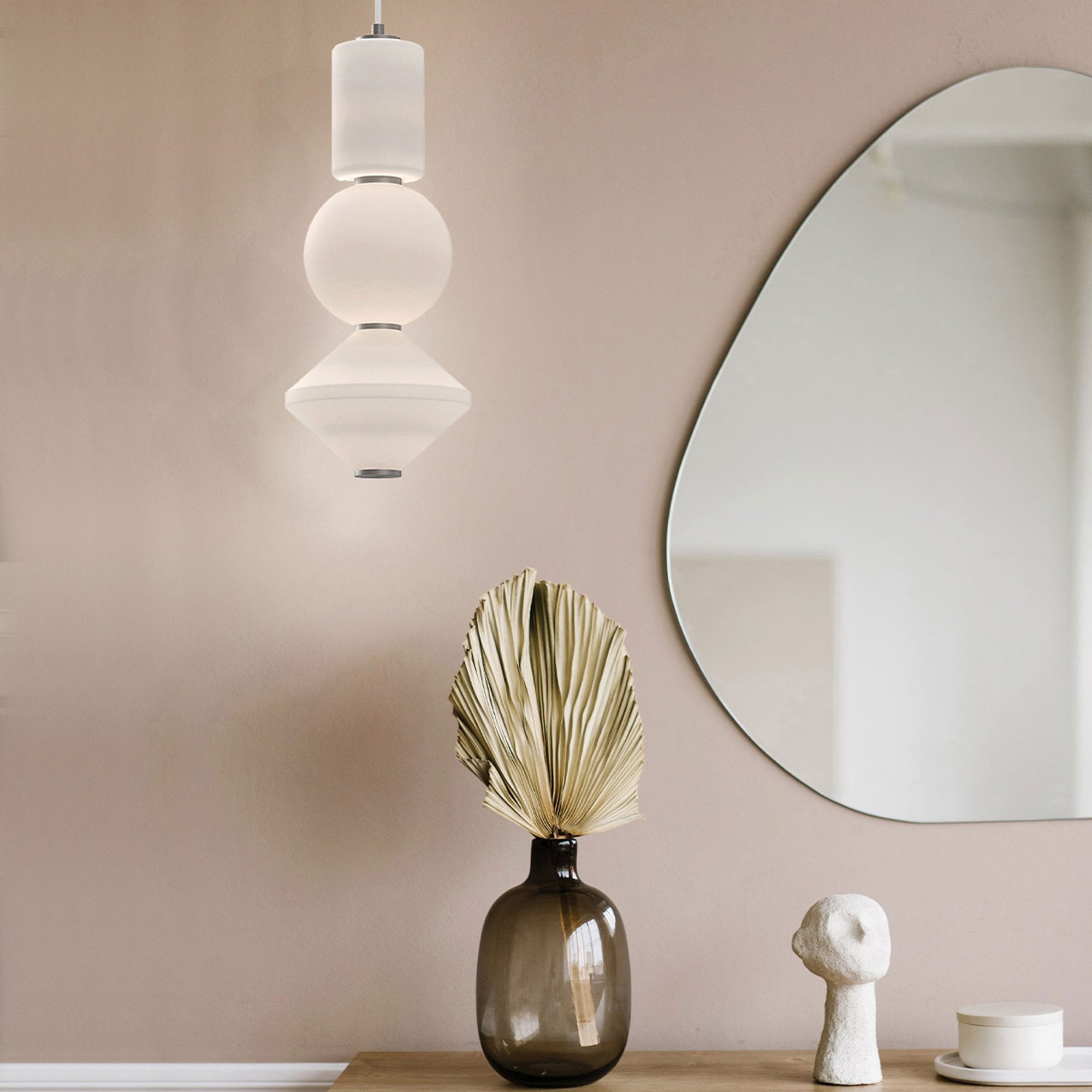 Alora Mood Bijou Single Drop LED Pendant in Matte Opal Glass with ...