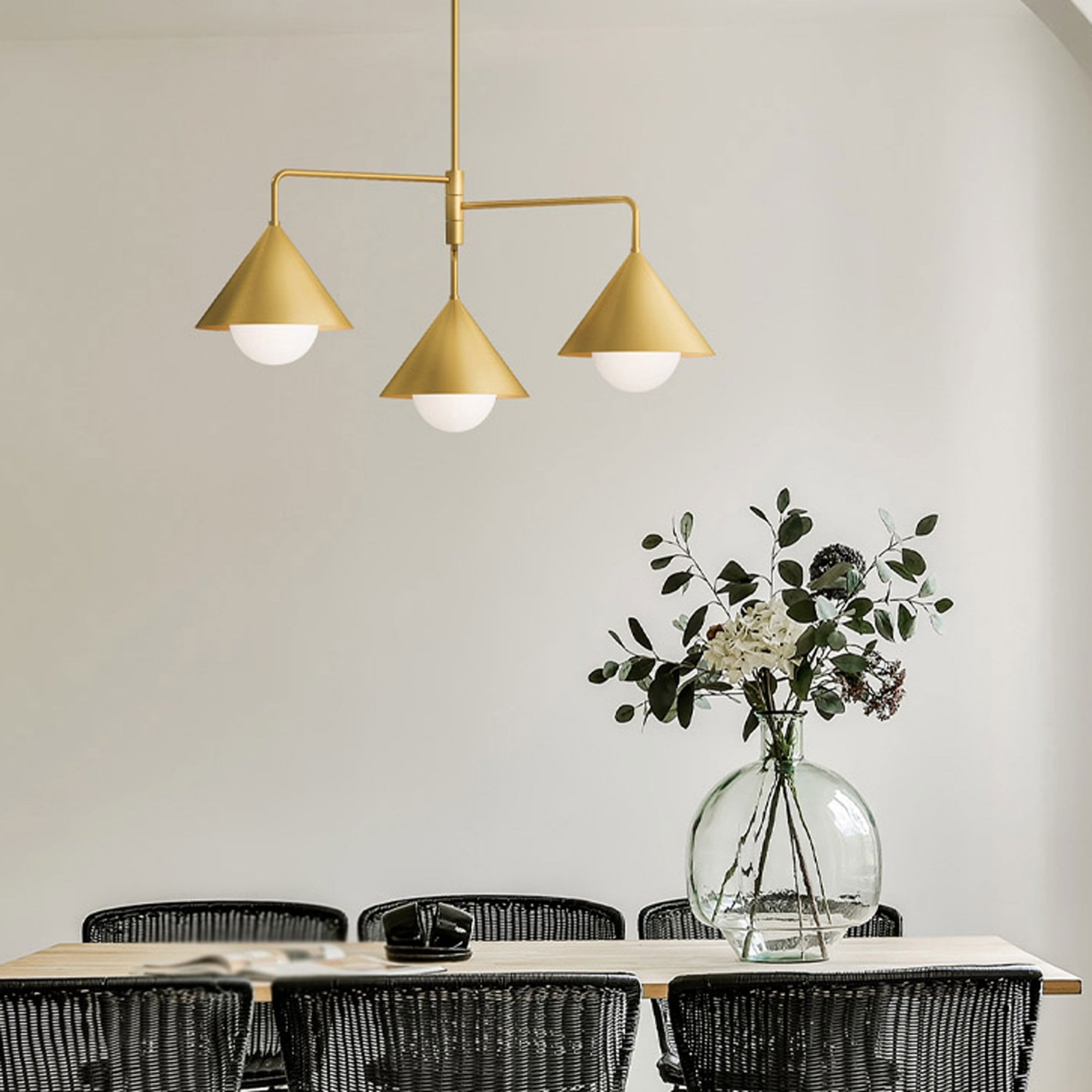 Alora Mood Remyck Three Arm Pendant Chandelier in Brushed Gold with ...
