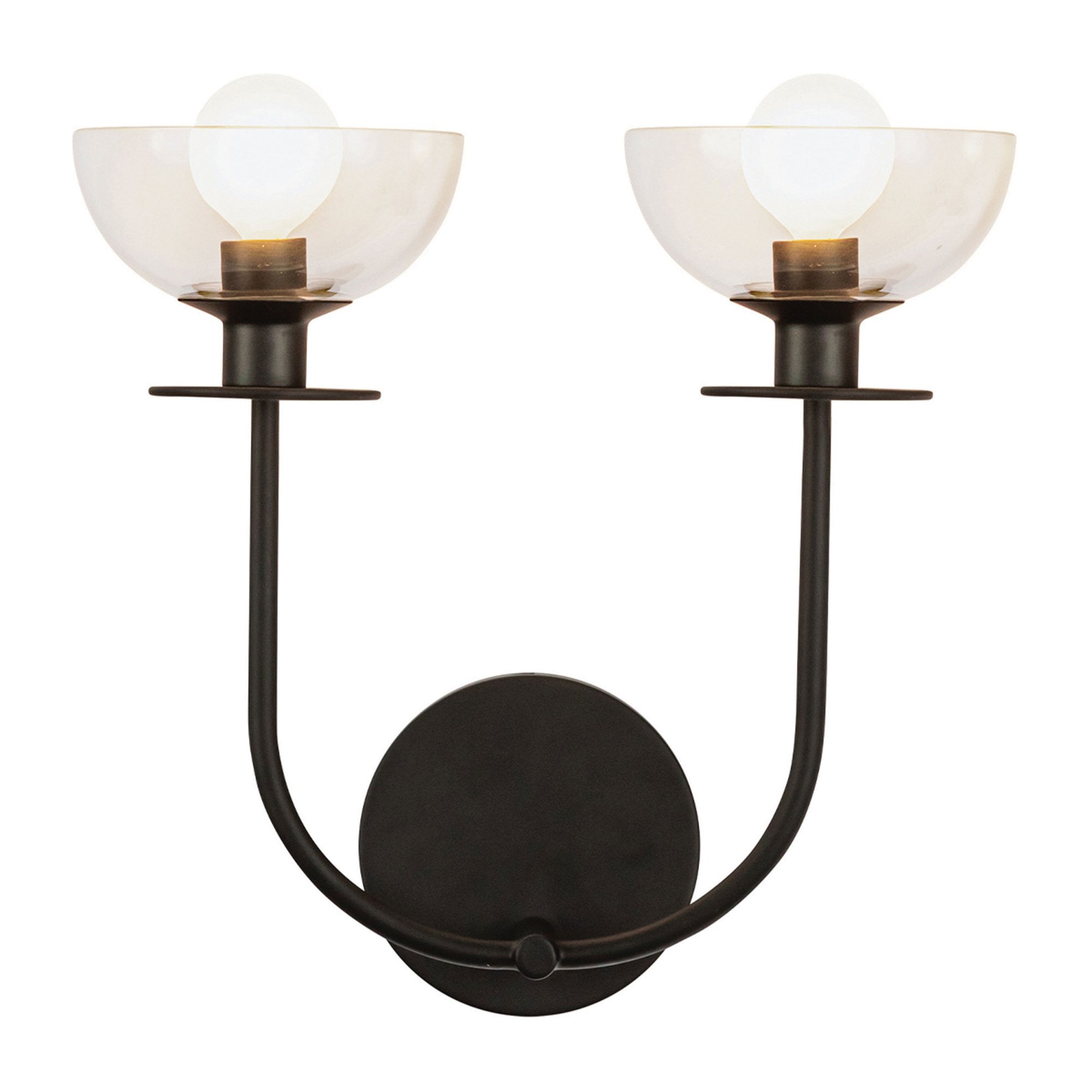 Alora Mood Sylvia Twin Wall Light in Matte Black and Clear Glass | Dusk ...