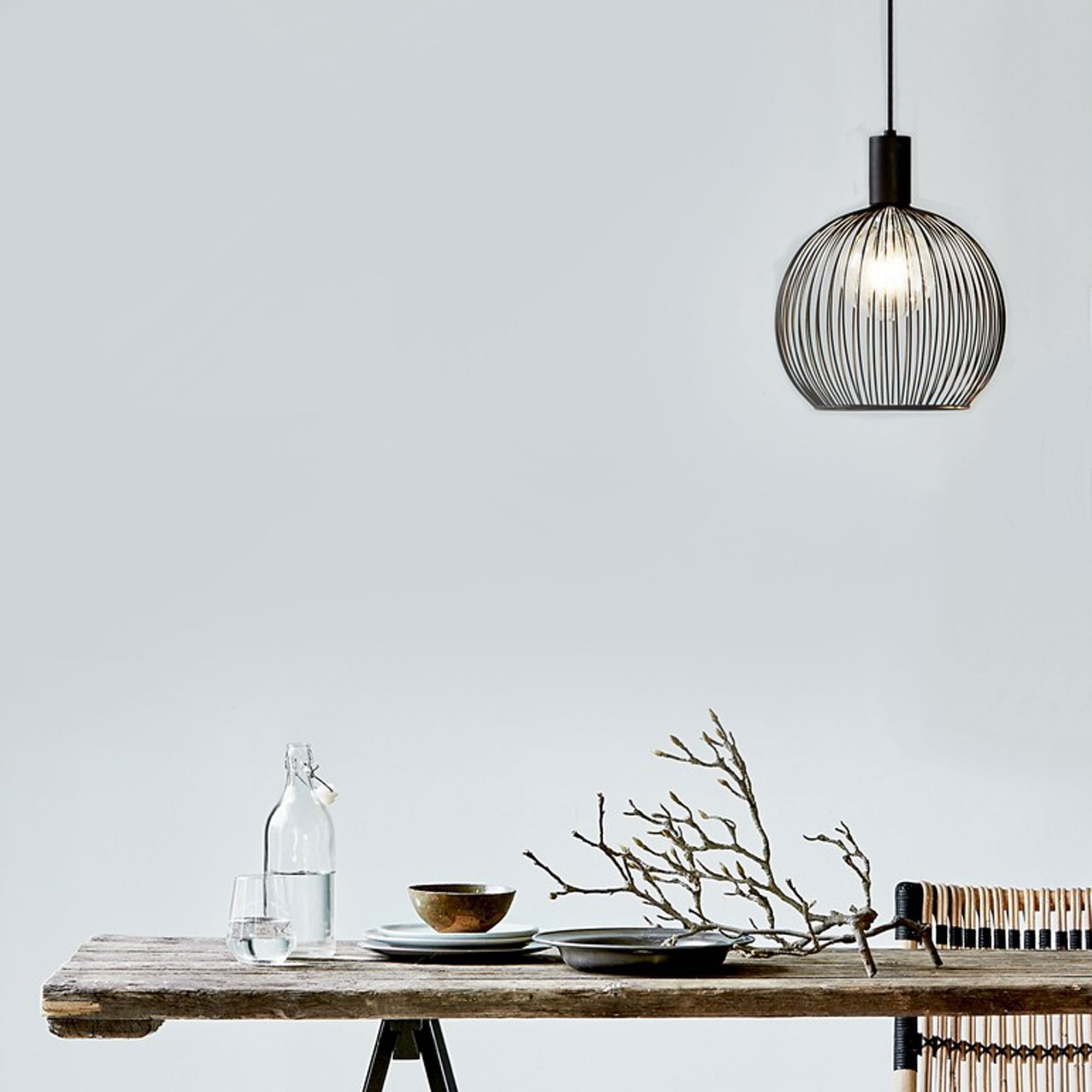DFTP By Nordlux Aver 30 Wire Cage Pendant Light in Black | Dusk Lights ...